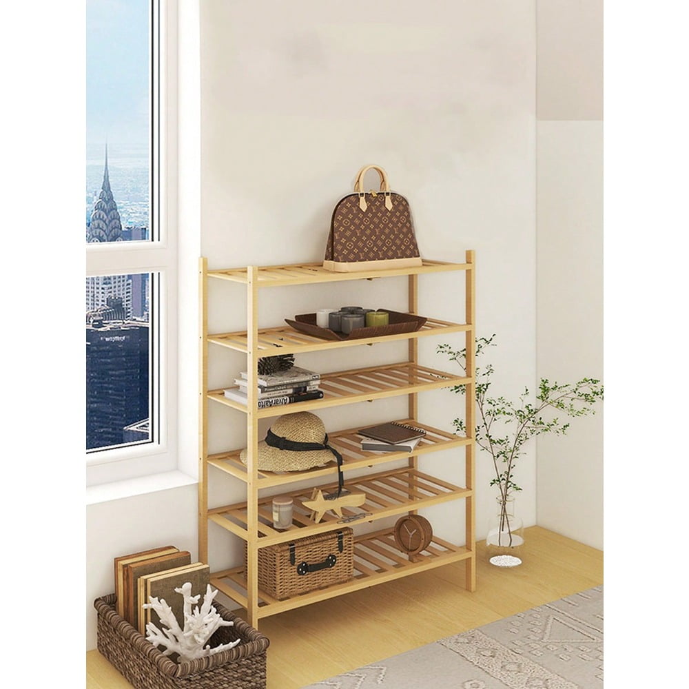 3-Tier Free Standing Shoe Racks, Bamboo Wood Shoe Rack For Entryway ...