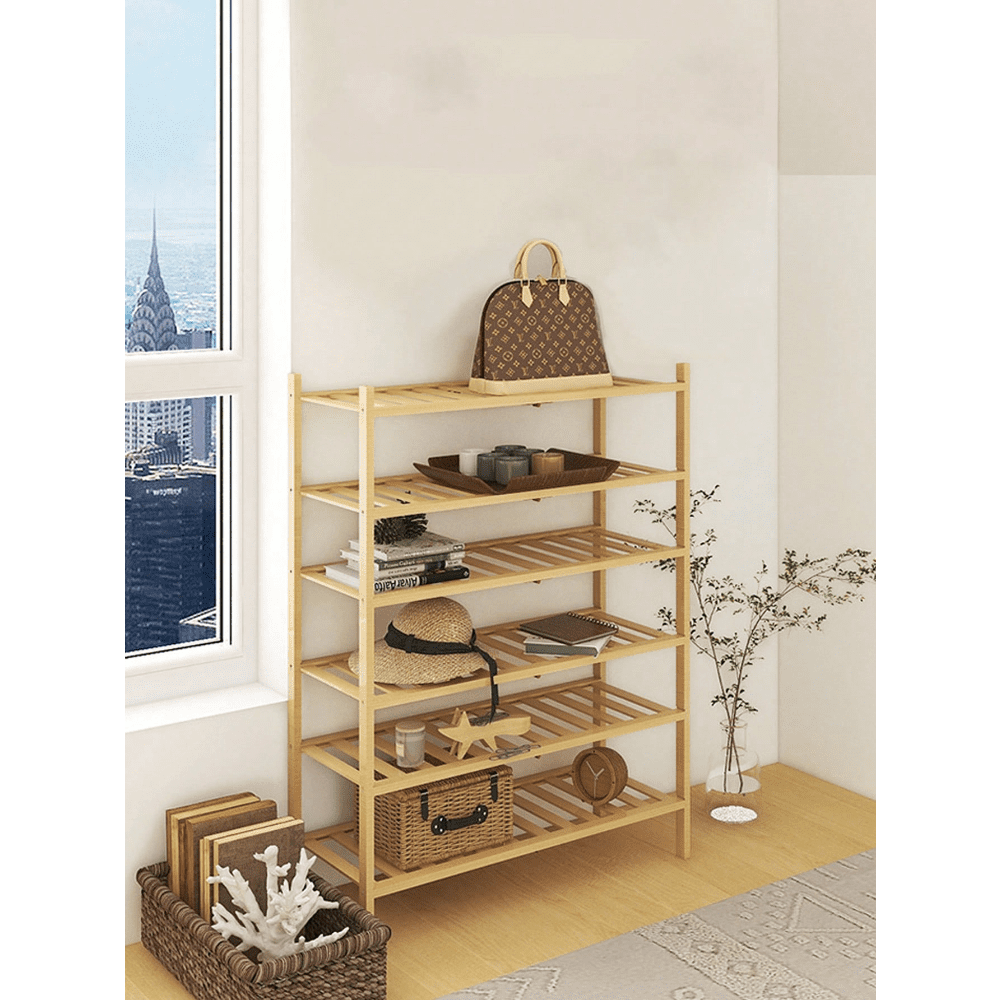3-Tier Free Standing Shoe Racks, Bamboo Wood Shoe Rack For Entryway ...