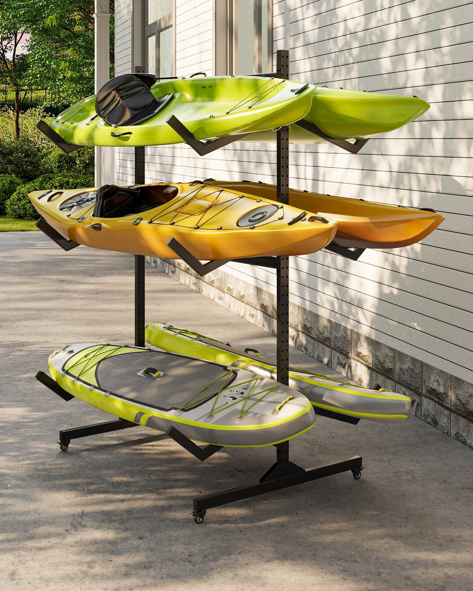 3-Tier Freestanding Kayak Storage Rack -Storage Rack for Kayaks or ...