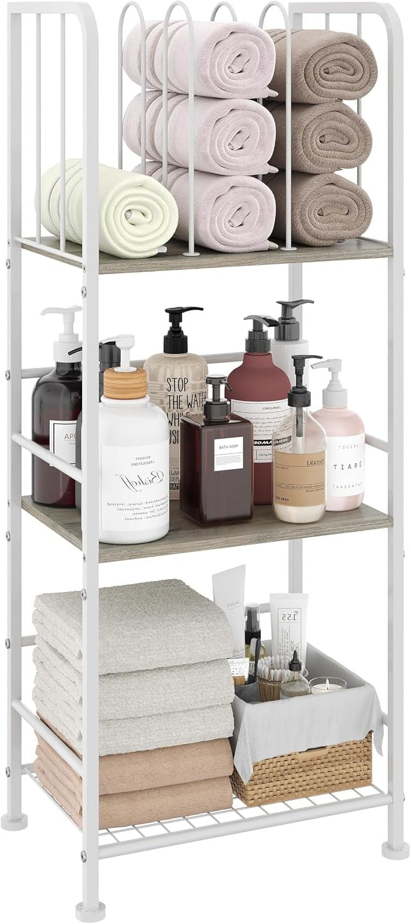 3-Tier Freestanding Metal Towel Rack with Detachable Dividers, Space ...
