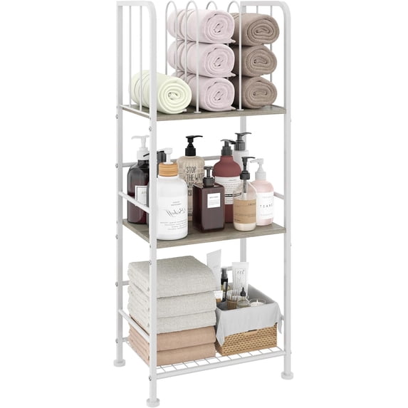 3-Tier Freestanding Metal Towel Rack with Detachable Dividers, Space ...
