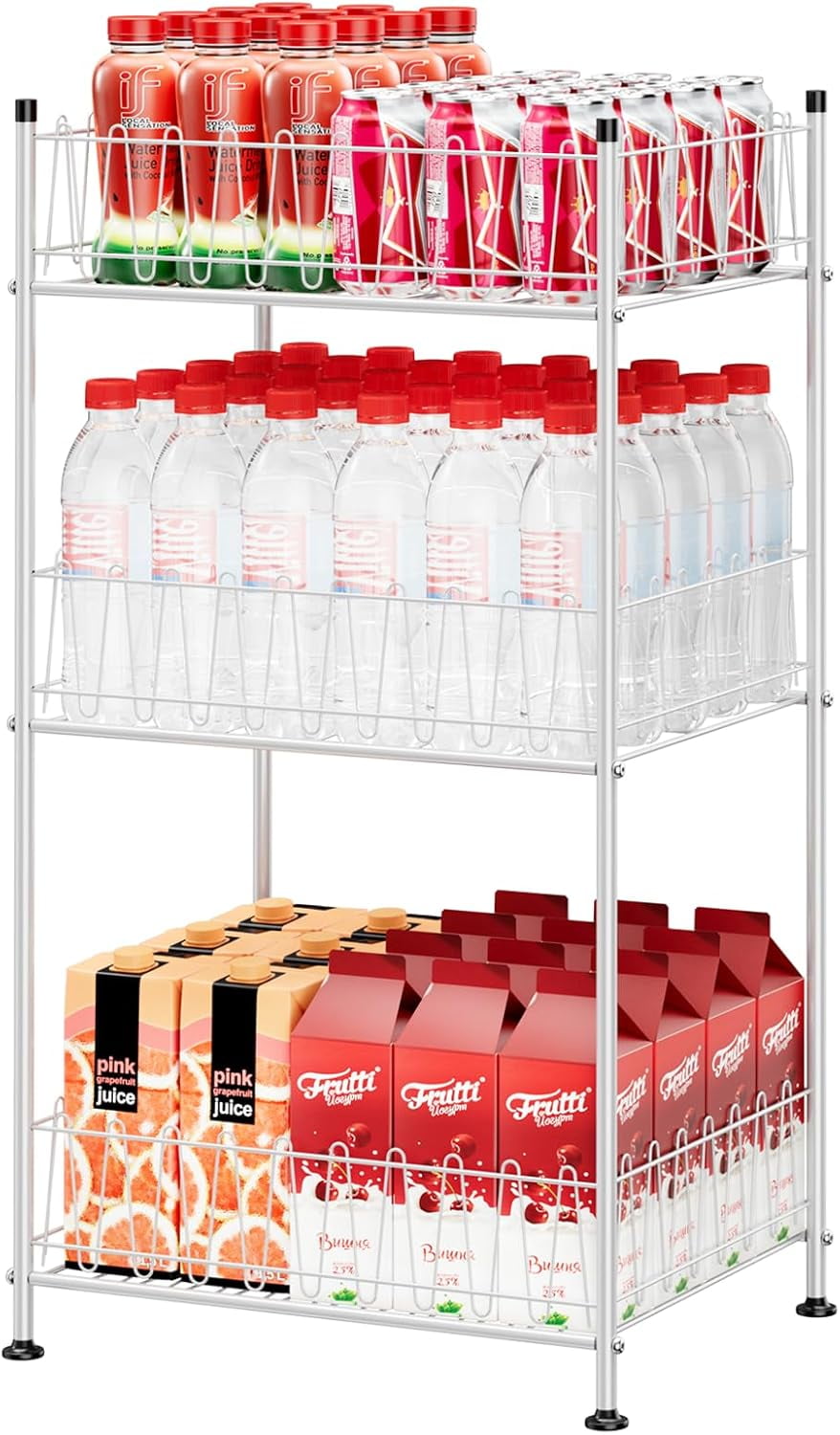 3 Tier Freestanding Water Bottle Holder Rack Stand Metal Drink Can ...