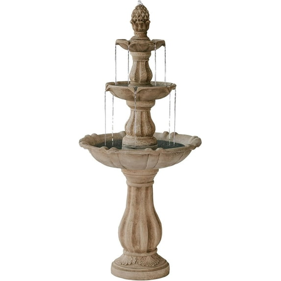 3-Tier Freestanding Waterfall Fountain w/Pump & Pineapple Top 51 Inch ...