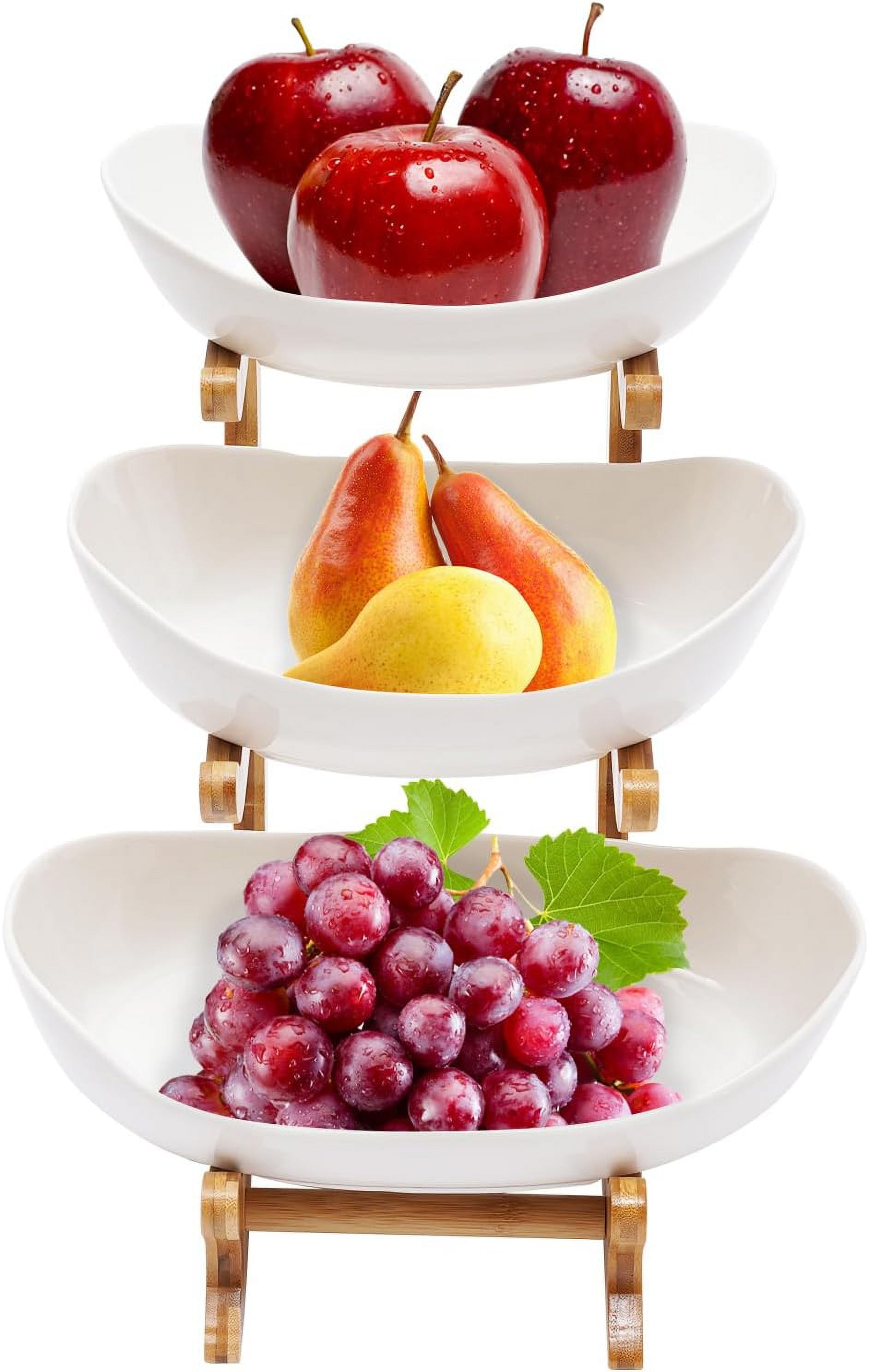 3 Tier Fruit Basket Holder, Ceramic Fruit Bowl for Kitchen Counter ...