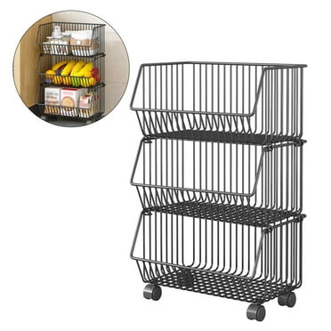 K-Cliffs 3 Compartment Wall Mount Metal Storage Basket Large Kitchen ...