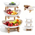 3-Tier Fruit Basket, Oval Design with Bamboo Stand, Space-Saving ...