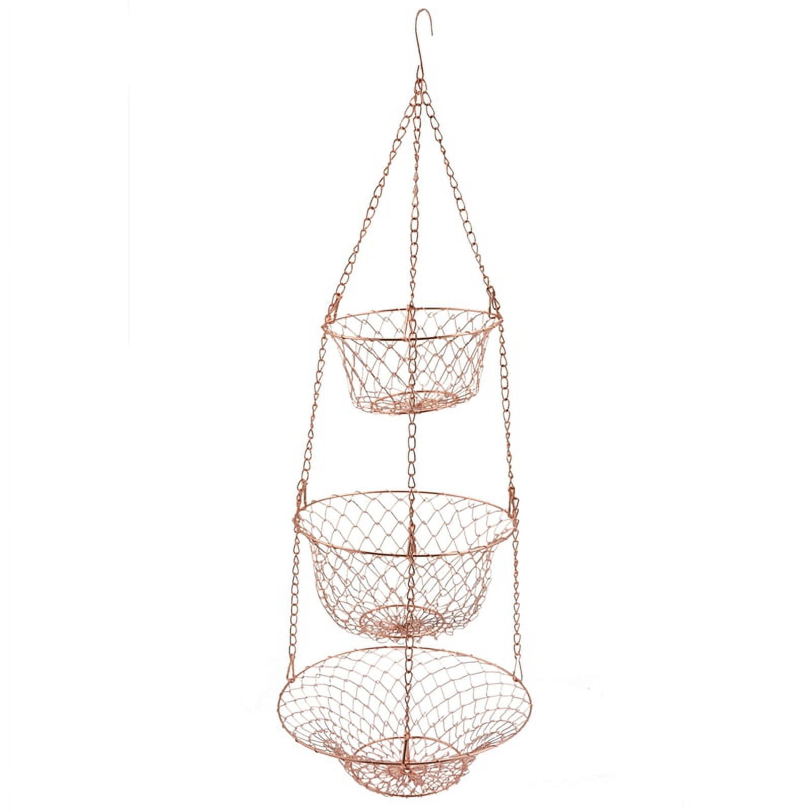 3 Tier Fruit Basket, Vegetable Kitchen Storage Basket Chain Hanging ...