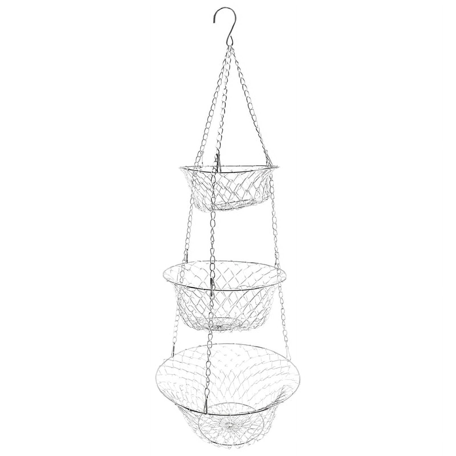 3 Tier Fruit Basket, Vegetable Kitchen Storage Basket Chain Hanging ...