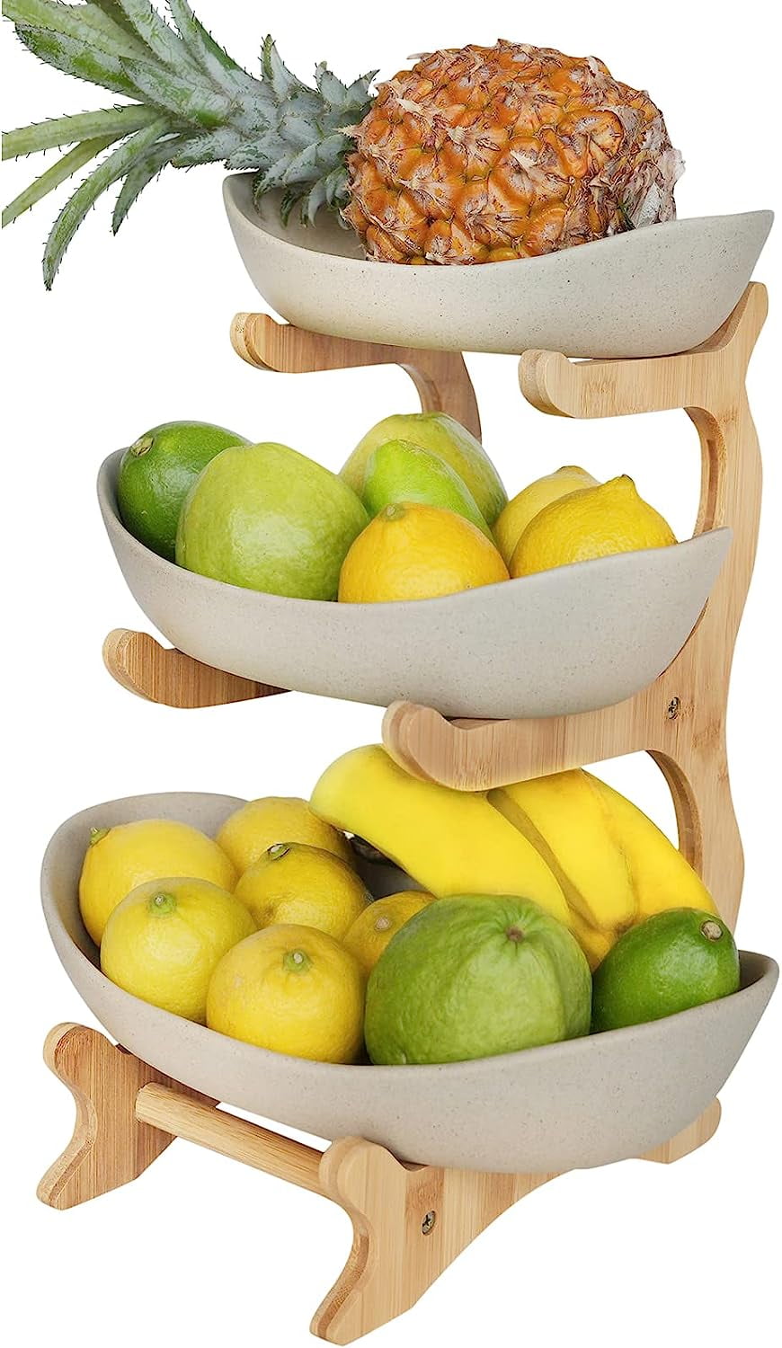 3 Tier Fruit Basket for Kitchen Counter,Ceramic Fruit Bowl,Large Fruit ...