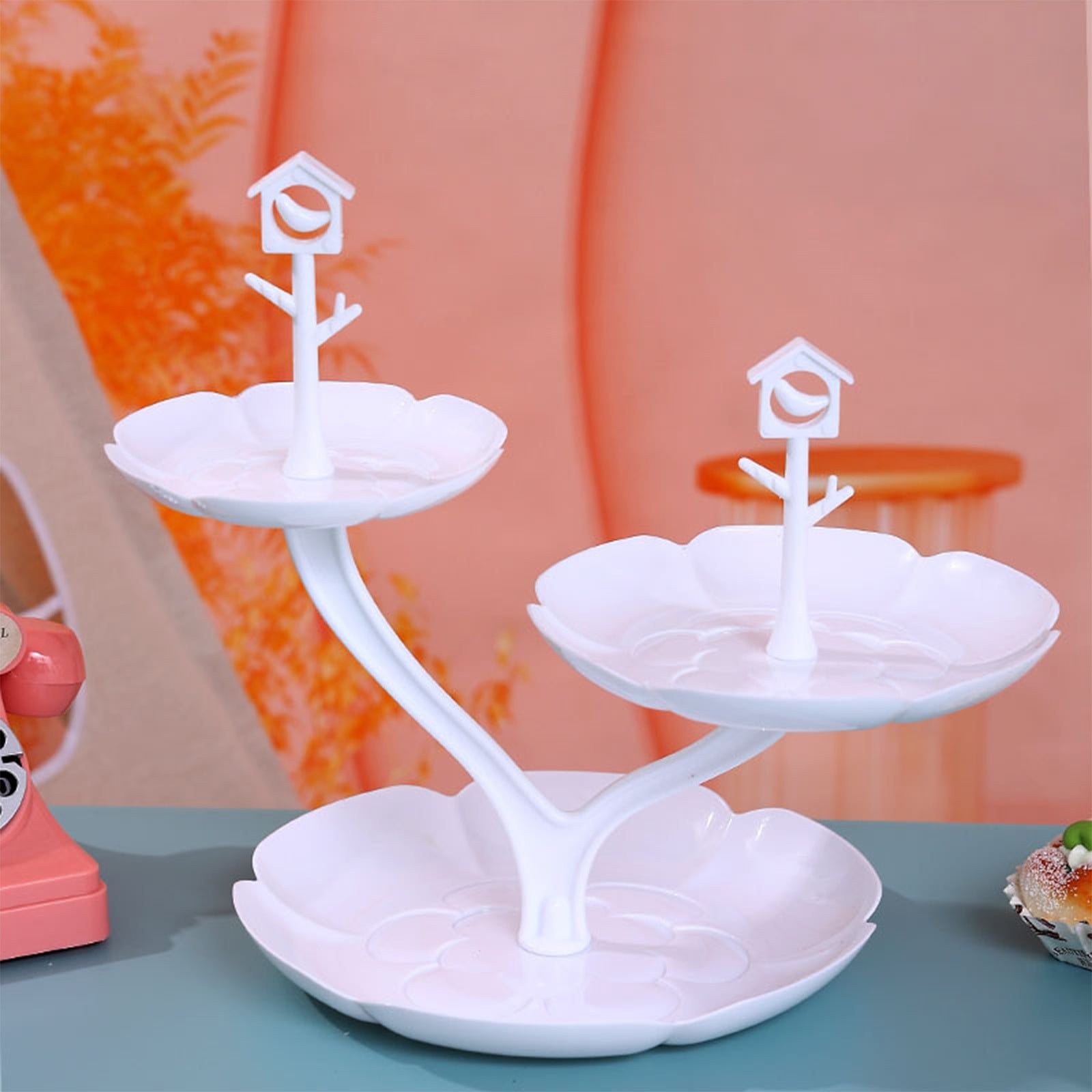 3-Tier Fruit Plate Stand | Transparent Plastic Dessert Tray Rack ...