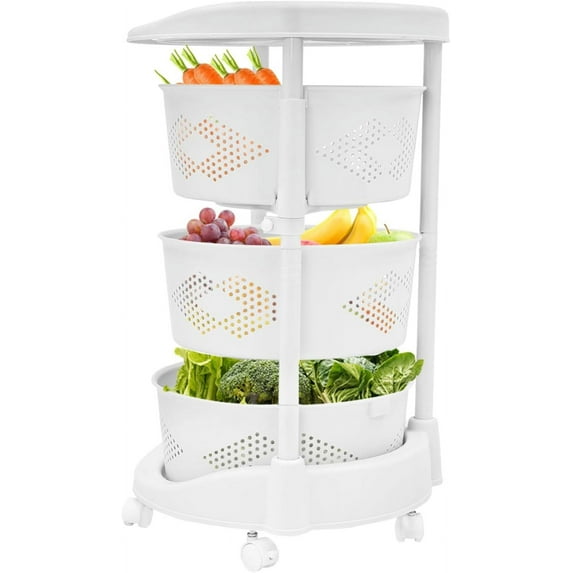 3 Tier Fruit and Vegetable Storage Basket for Kitchen, Rotating Storage ...