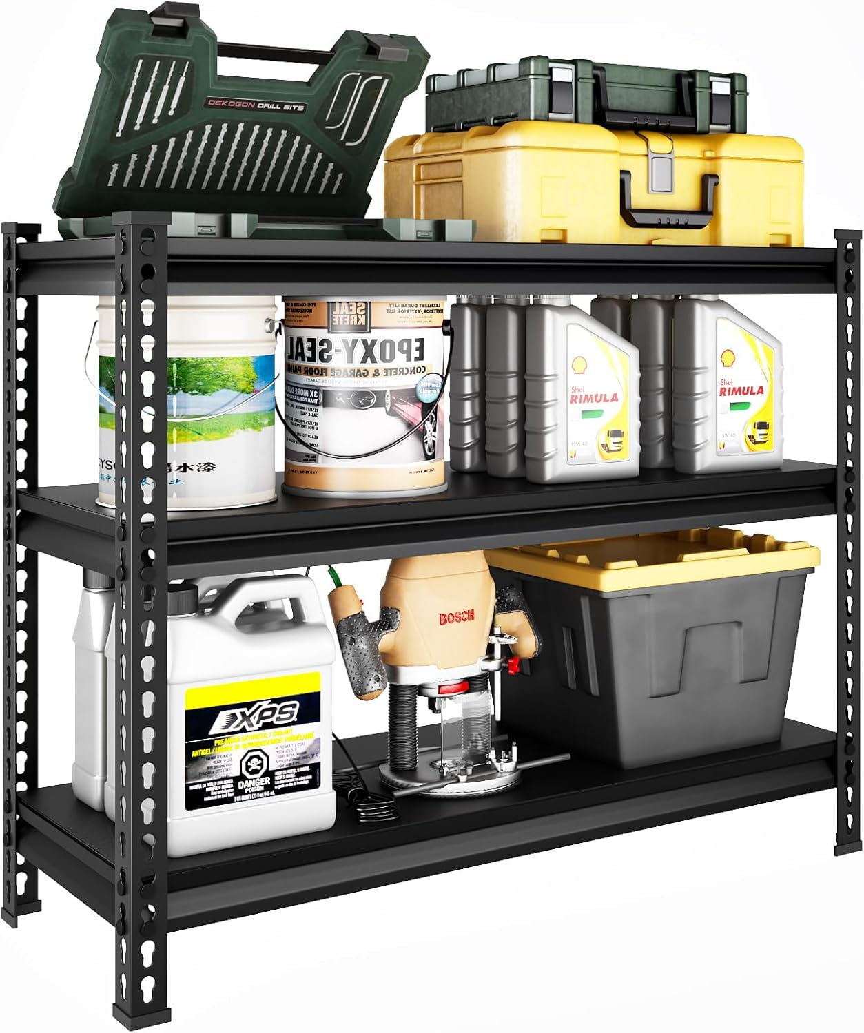 3-Tier Garage Shelving Heavy Duty,40”W x 18”D x 36”H Metal Shelving ...