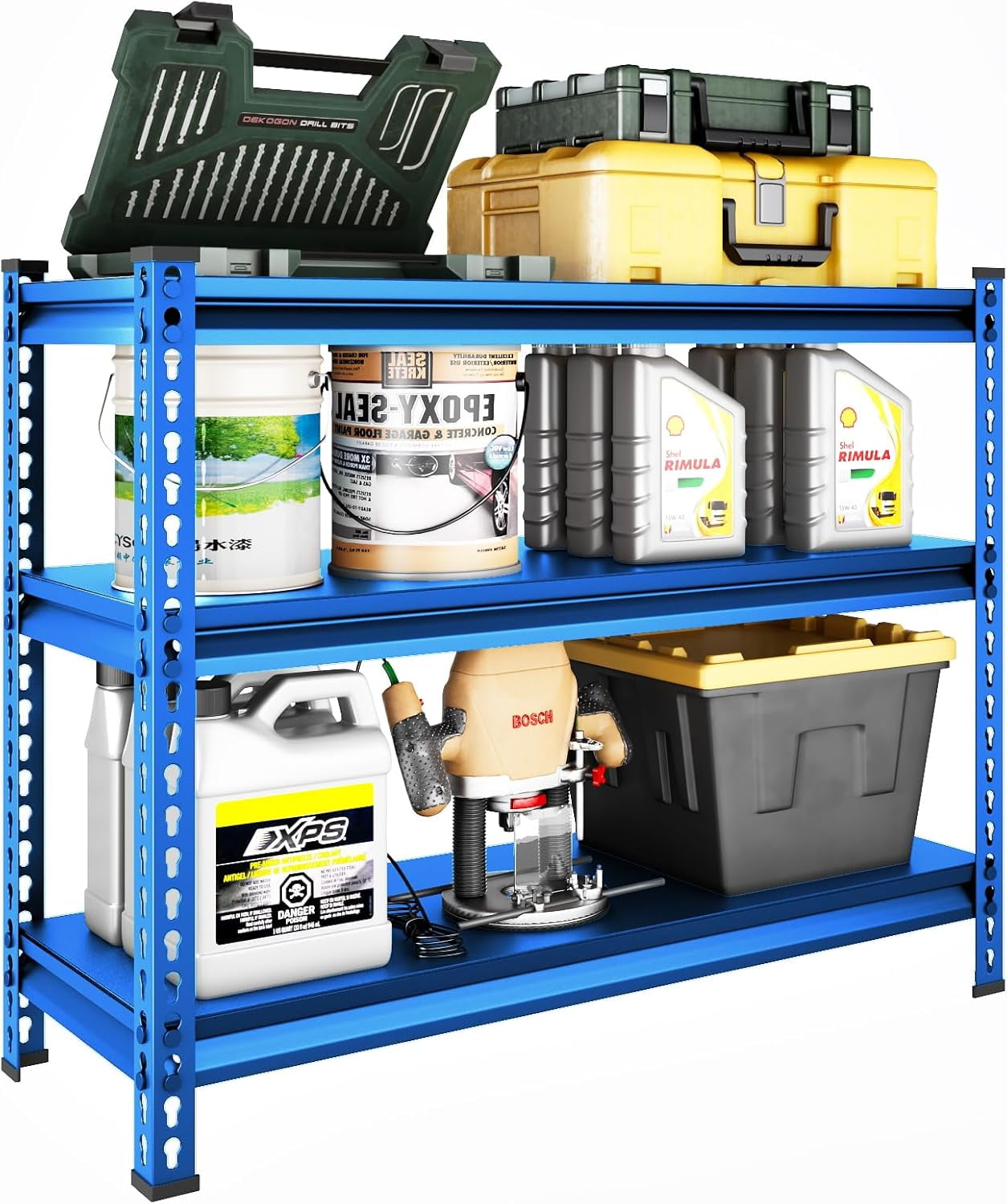 3-Tier Garage Shelving Heavy Duty,40”W x 18”D x 36”H Metal Shelving ...