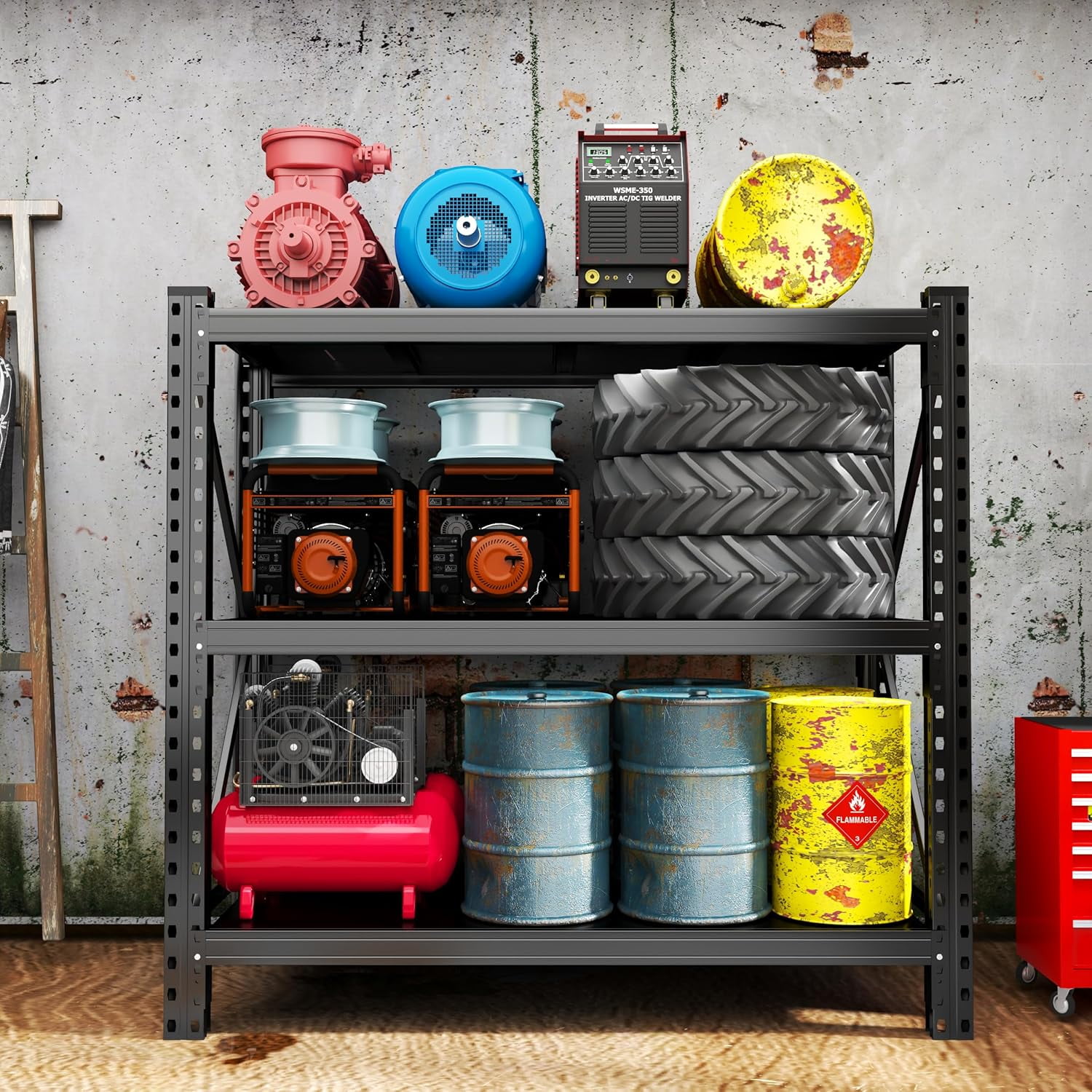 3-Tier Garage Shelving, Heavy Duty Shelving Units Storage Racks 5000lbs ...