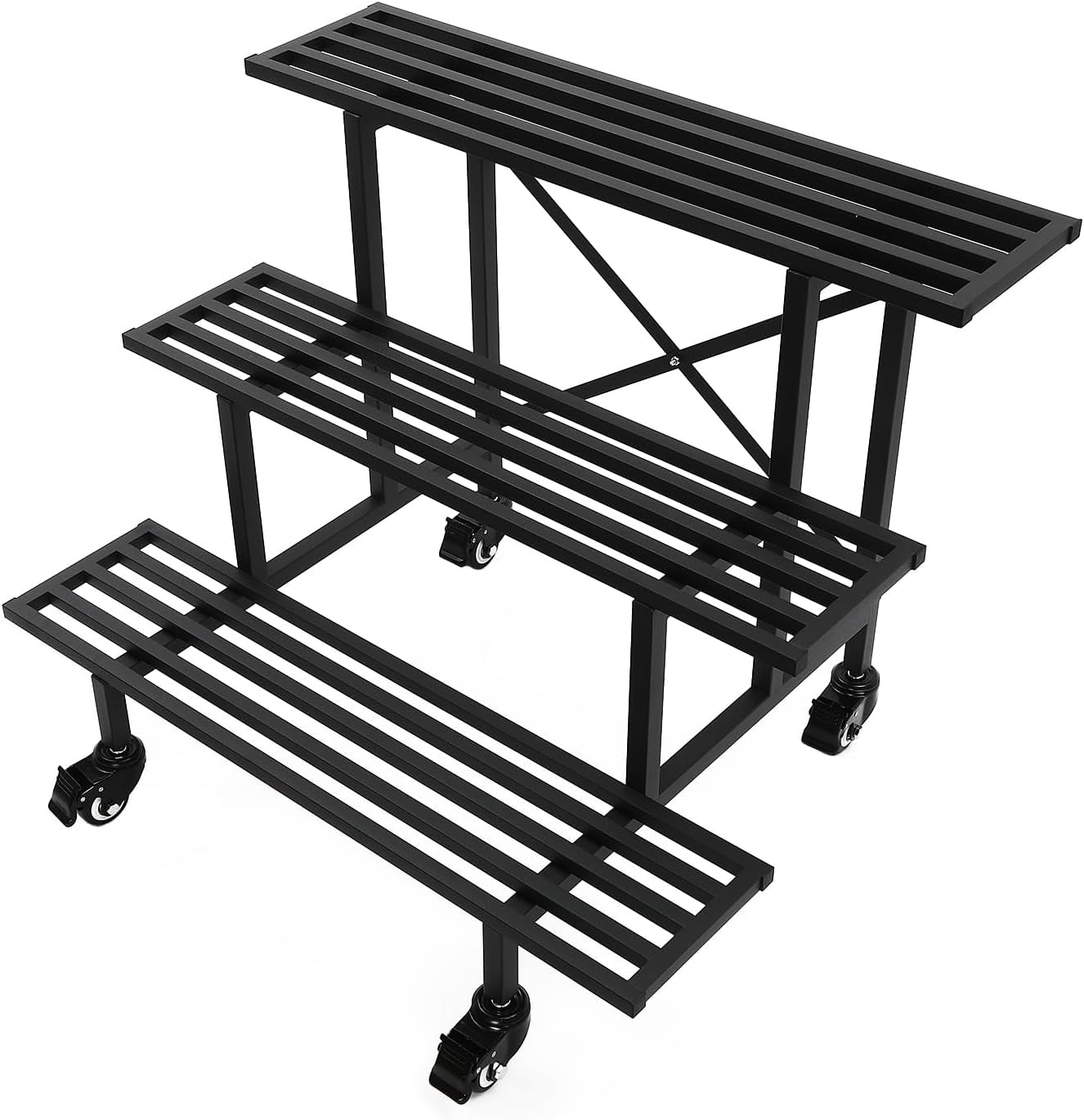 3 Tier Garden Shelf, Metal Stand Outdoor Indoor Waterproof, Moving ...