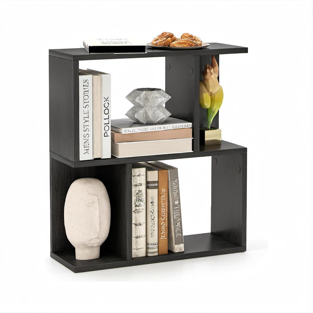 3 Tier Geometric Bookshelf, S Shaped Open Bookcase with Storage, Home ...