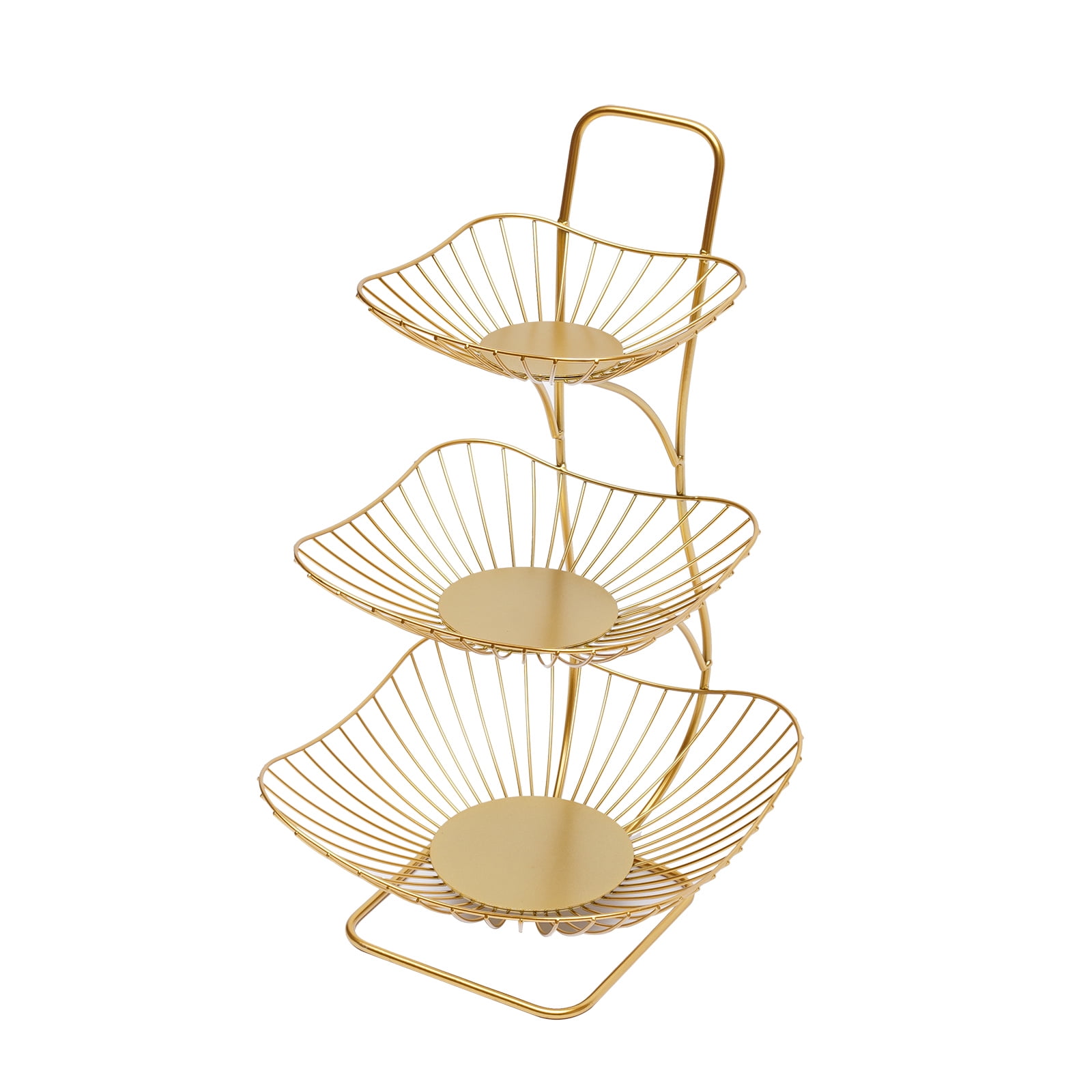 3 Tier Gold Fruit Plates, Countertop Fruit Basket, Metal Fruit Stand ...