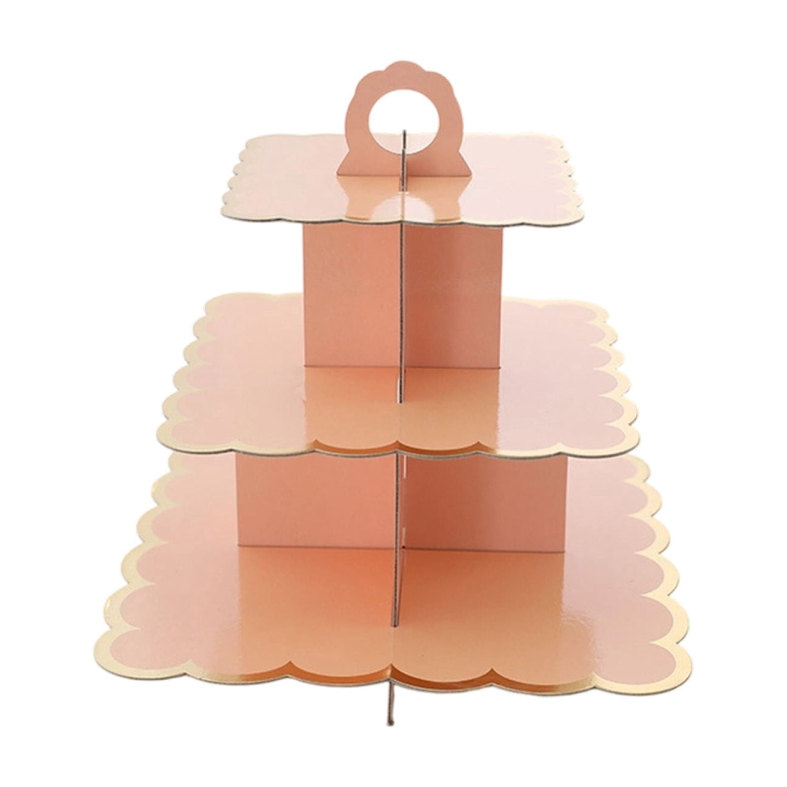 3-Tier Gold Rim Cardboard Cupcake Stand Dessert Tower For Birthday ...
