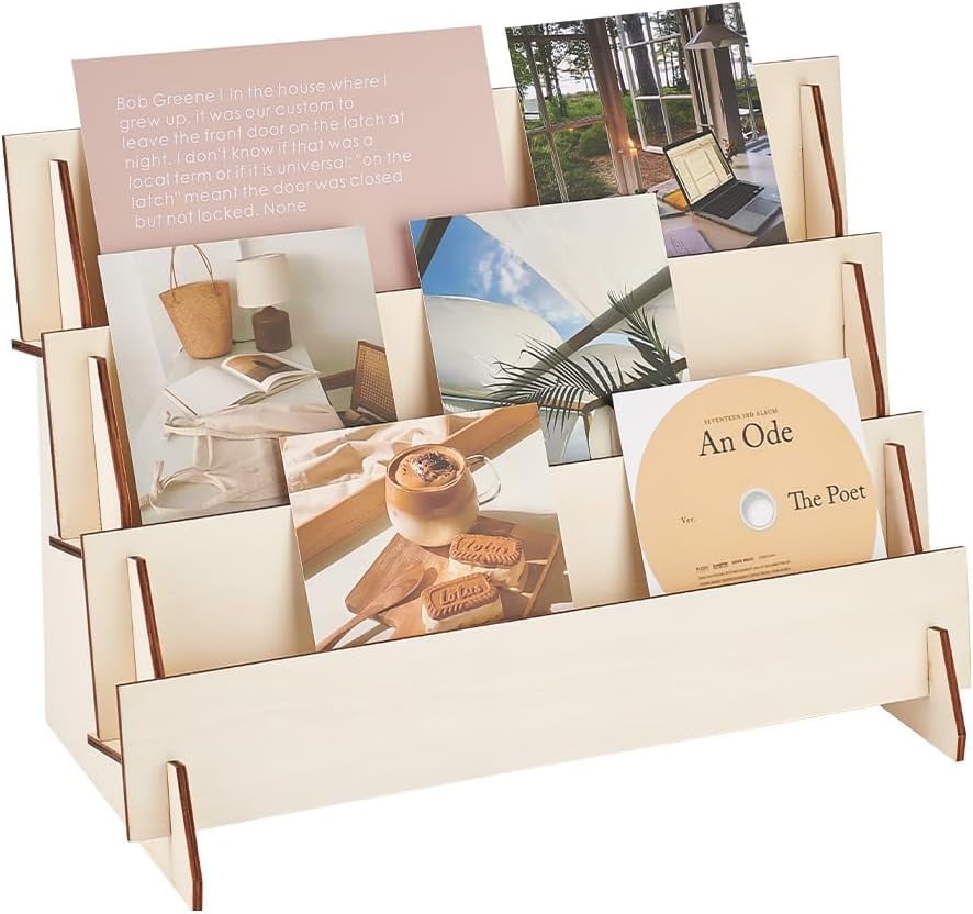 3-Tier Greeting Card Display Stand Wooden Sticker Display Stand Wooden ...