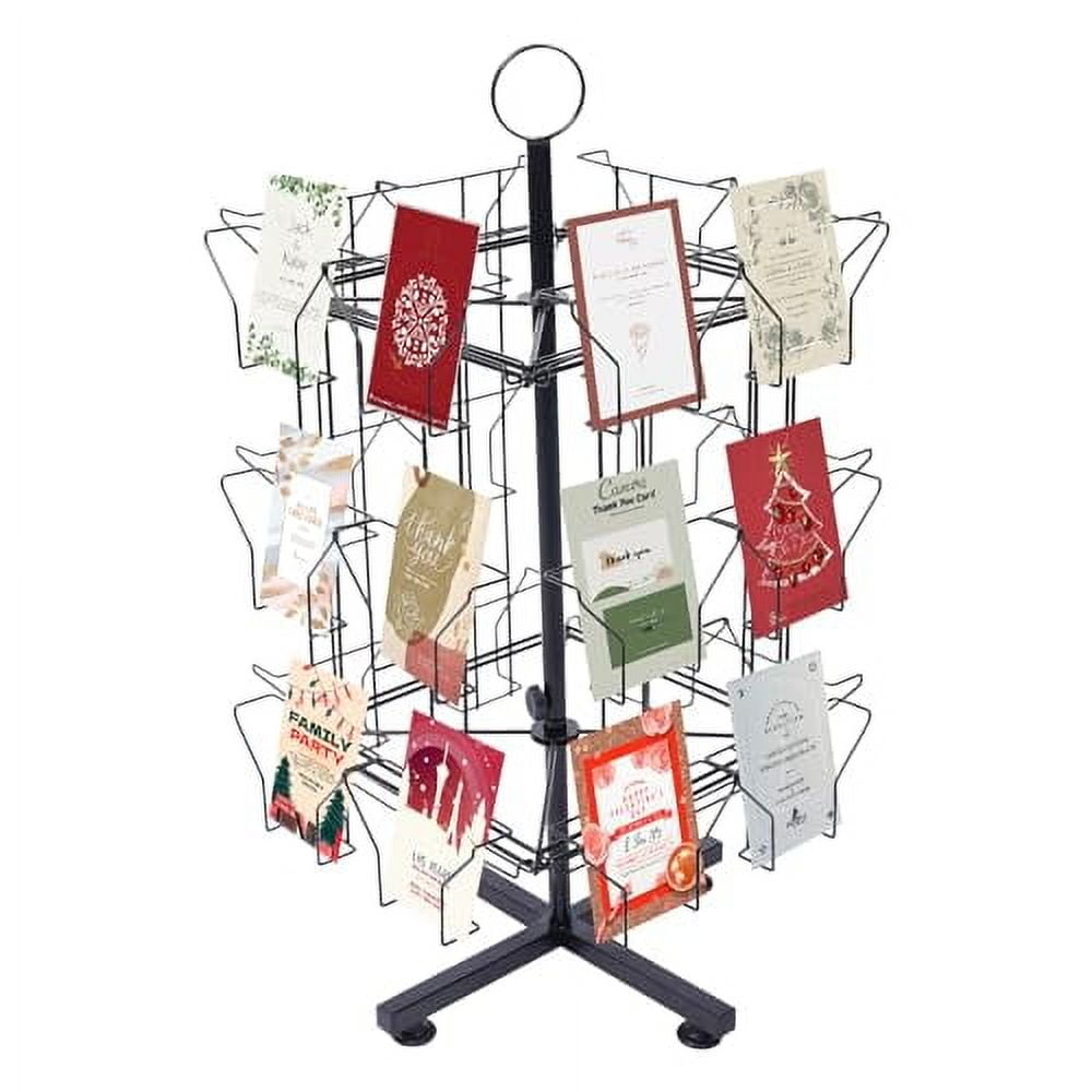 3-Tier Greeting Card Rack, 24 Pocket Display Stand Spinning, Metal ...