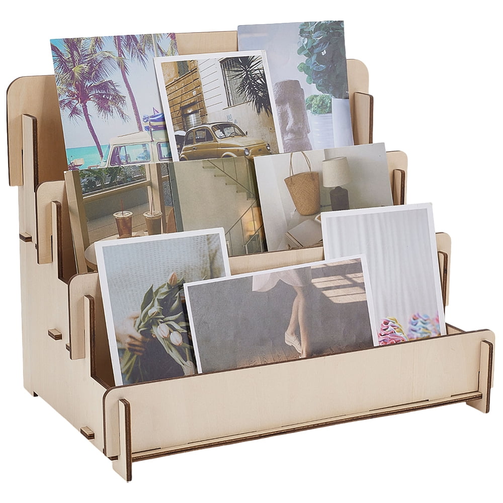 3-Tier Greeting Card Stand Card Display Stand Organizer Rack Wooden ...