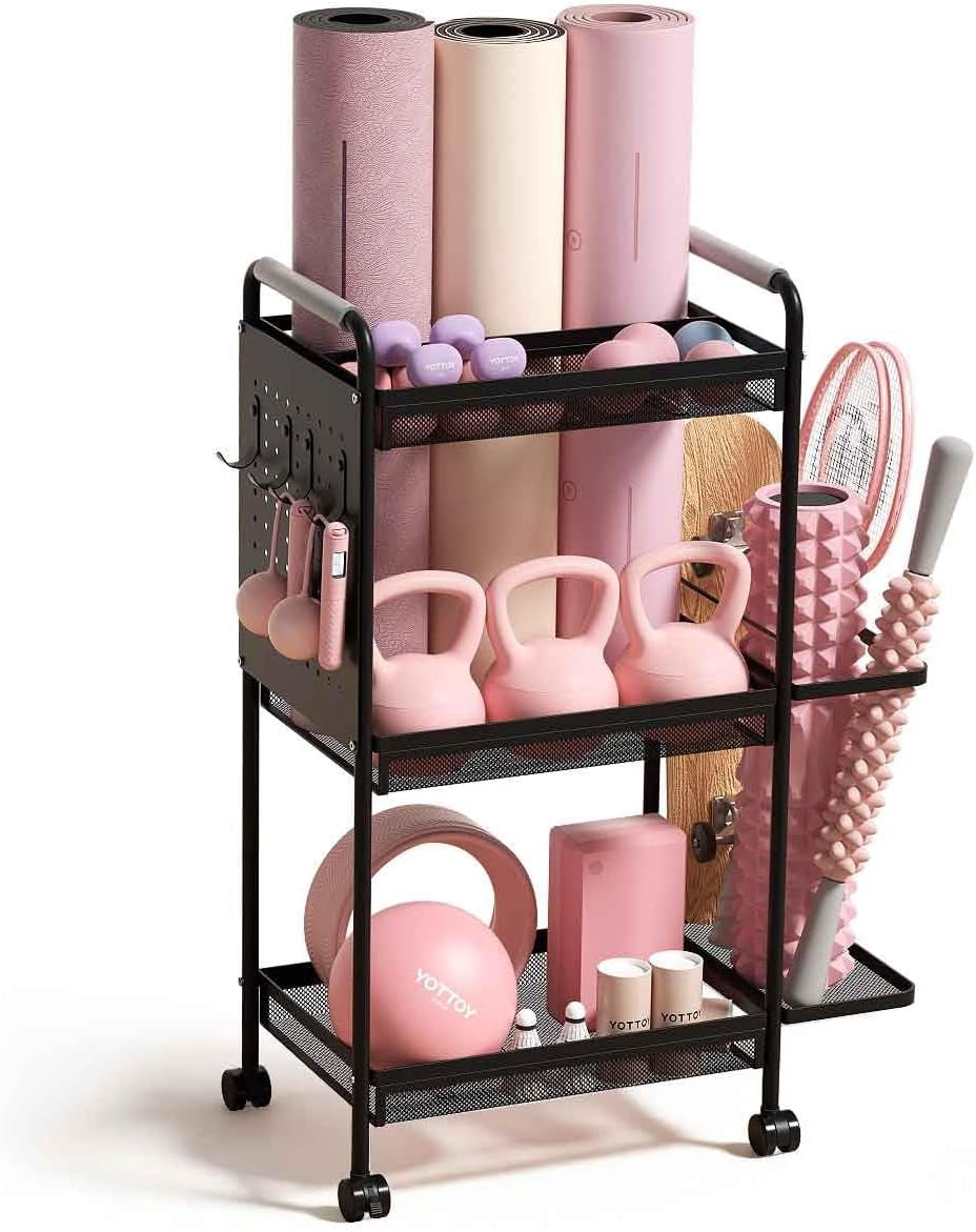 3-Tier Gym Storage Rack for Home Gym–Multi-Functional Weight Rack ...