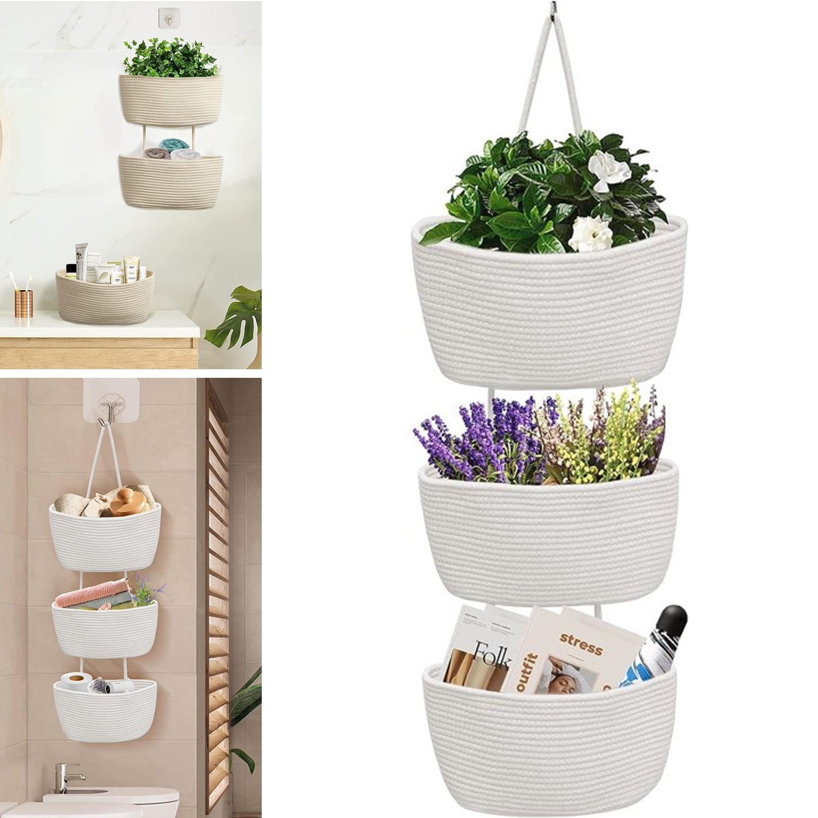 3 Tier Hanging Baskets, Hanging Fruit Baskets, Over The Door Hanging ...