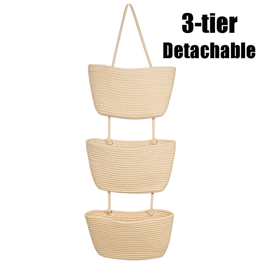 Hanging Wall Vegetable Fruit Baskets Jute Hanging Basket Wall planters ...