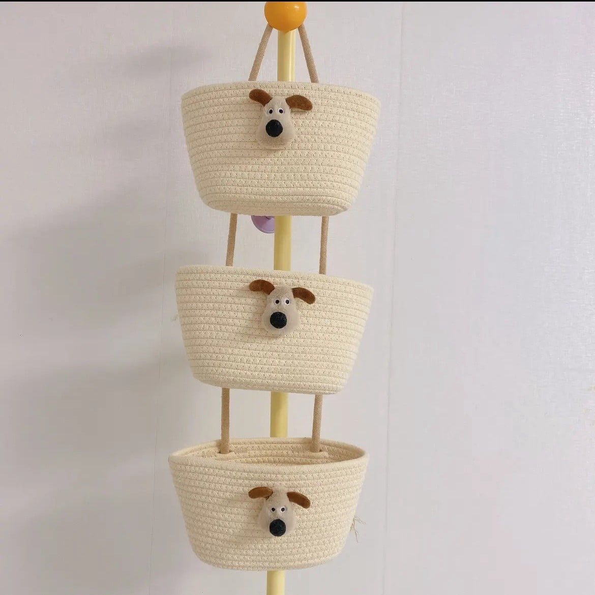 3-Tier Hanging Cotton Rope Storage Baskets, Cute Cartoon Organizer for ...