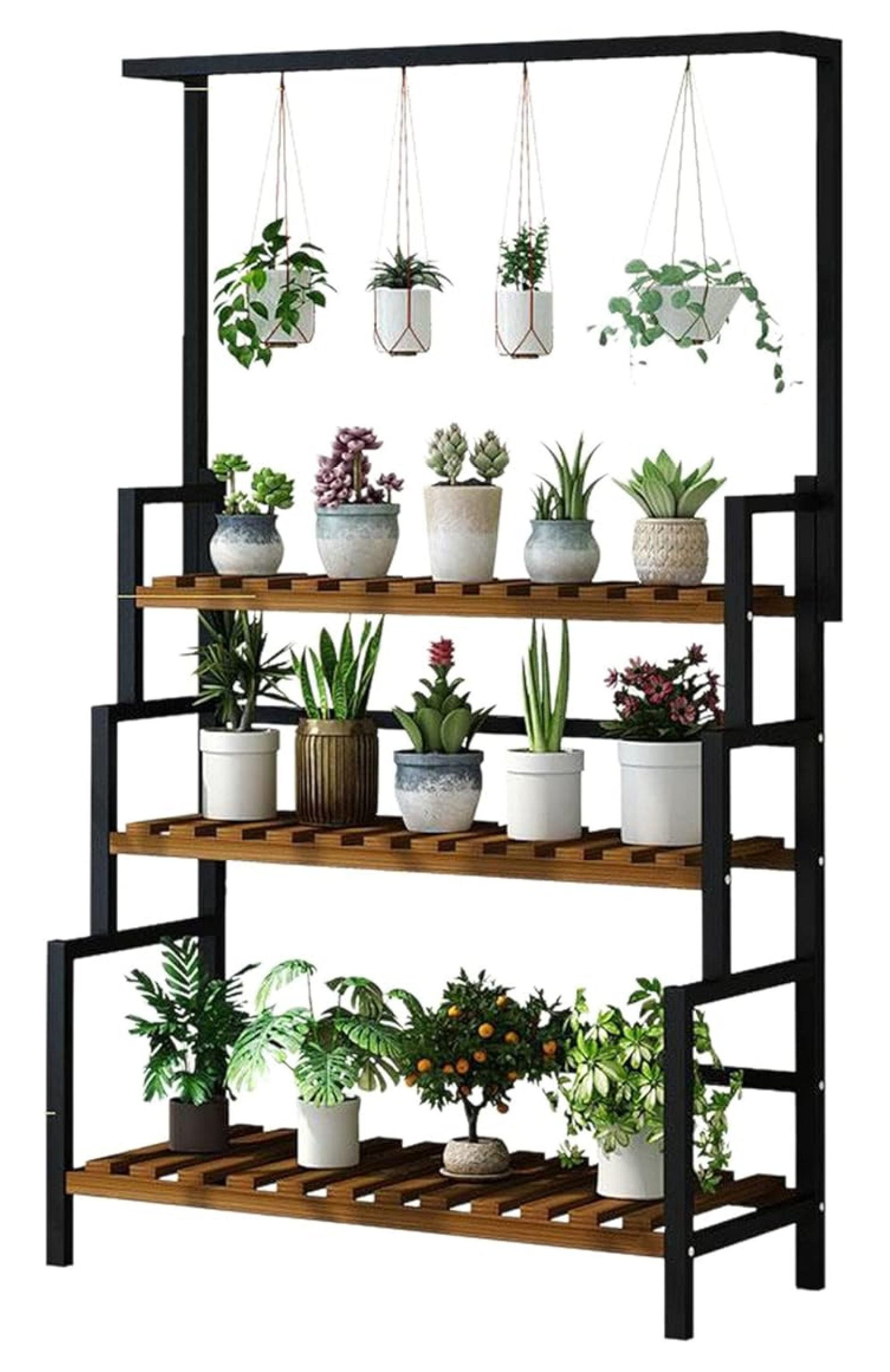 3 Tier Hanging Plant Stand, 68 Inch Tall Indoor Plant Shelves for ...