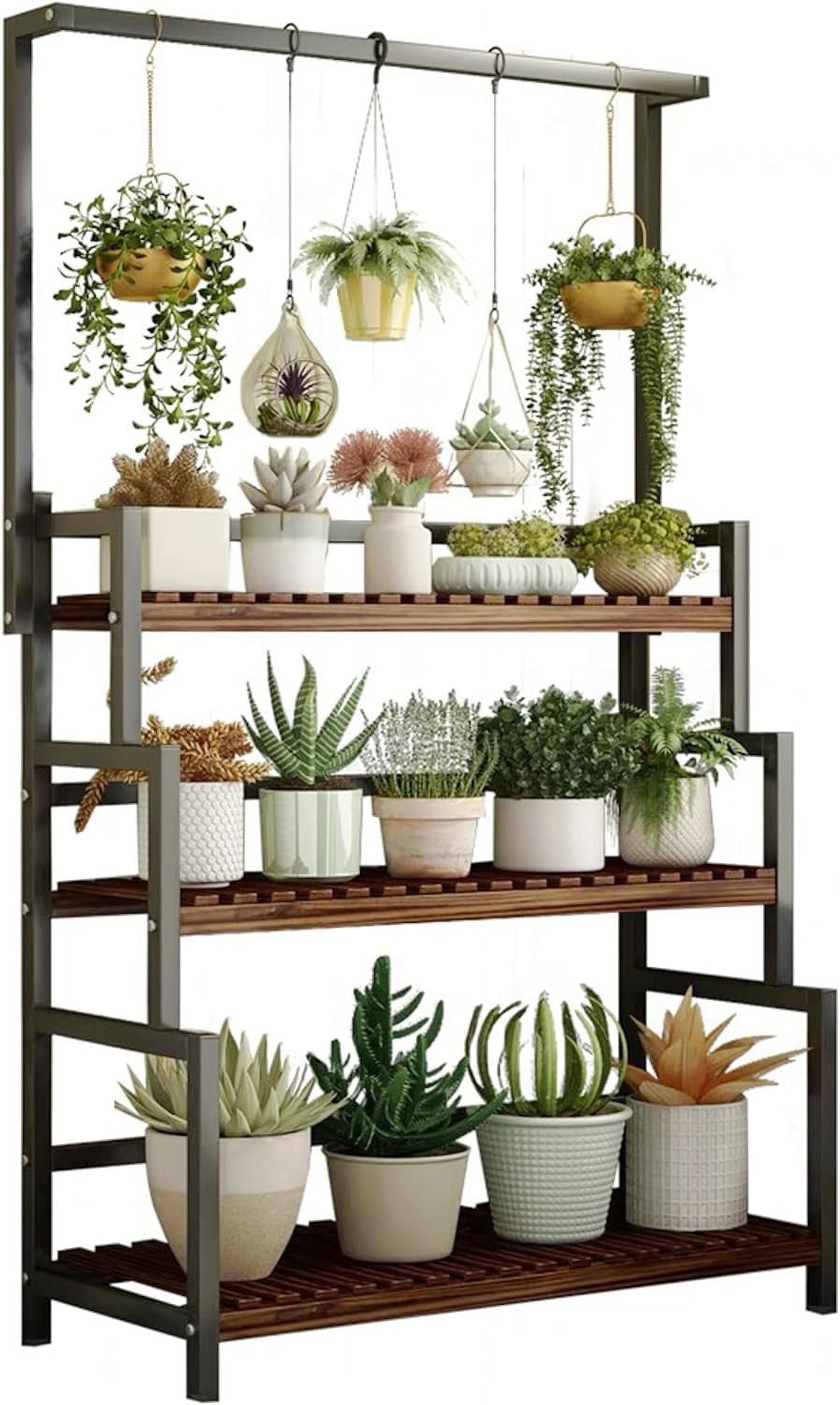 3-Tier Hanging Plant Stand Indoor, 68 Inch Tall Metal Plant Shelf for ...
