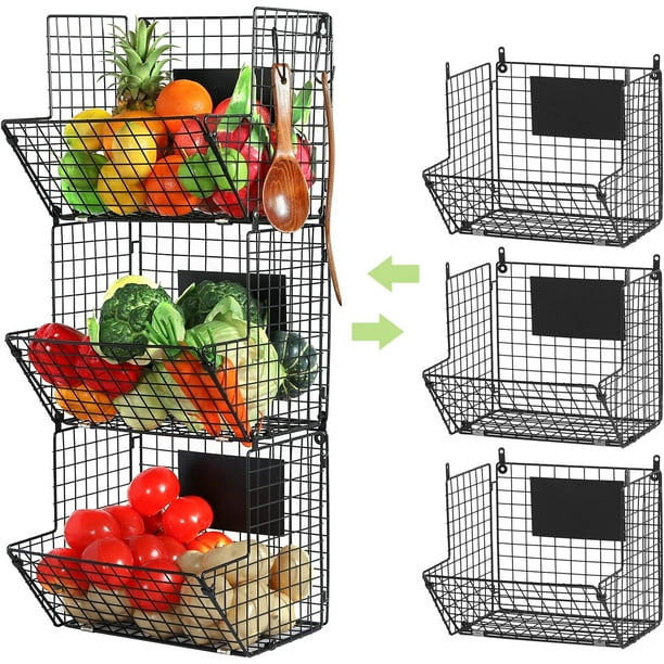 3-Tier Hanging Wire Basket for Organizing,x-Cosrack Stackable Wall ...