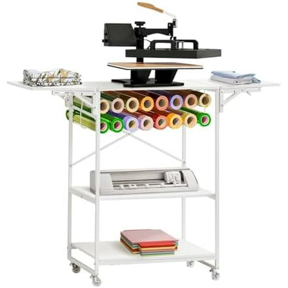3 Tier Heat Press Table, Movable Heat Press Stand with 360°Swivel ...