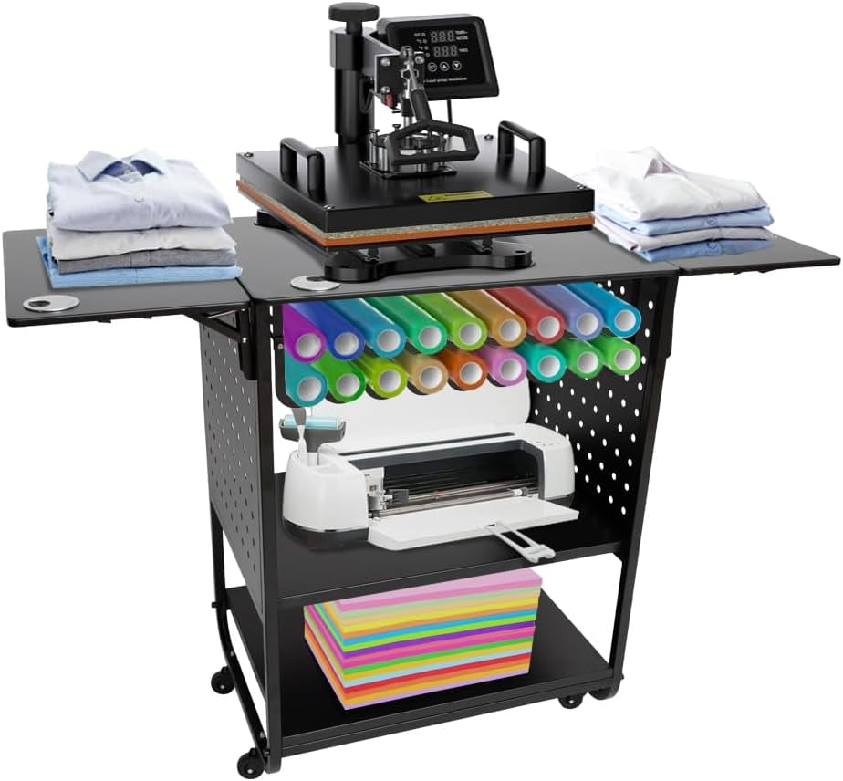 3 Tier Heat Press Table, Movable Heavy Duty Heat Transfer Machine Stand ...