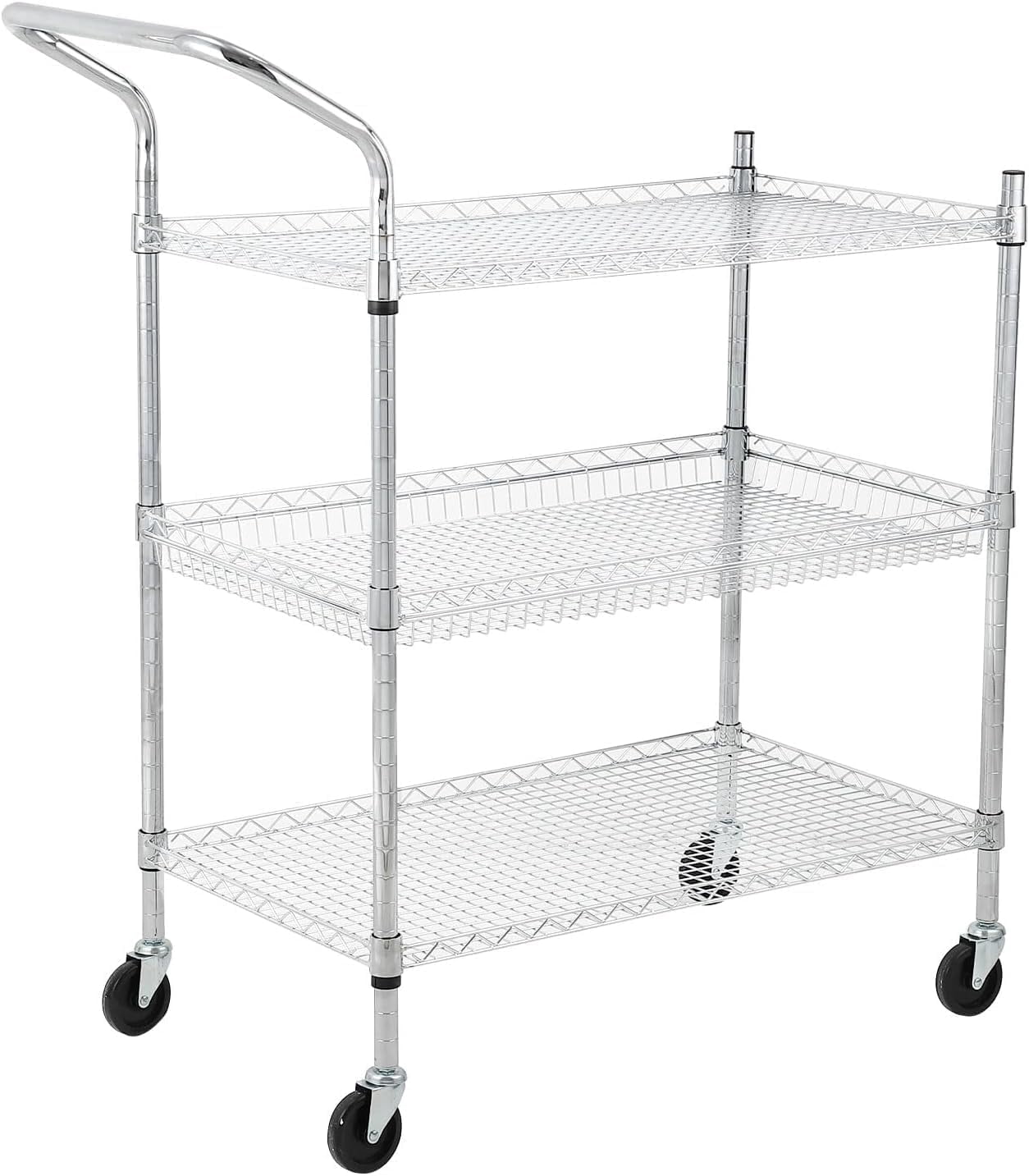 3 Tier Heavy Duty Commercial Grade Utility Cart, Wire Rolling Cart with ...