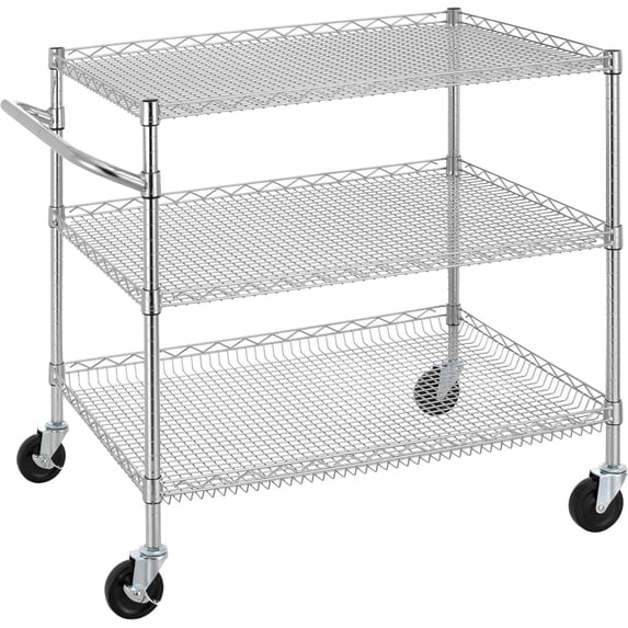 3 Tier Heavy Duty Commercial Grade Utility Cart, Wire Rolling Cart with ...