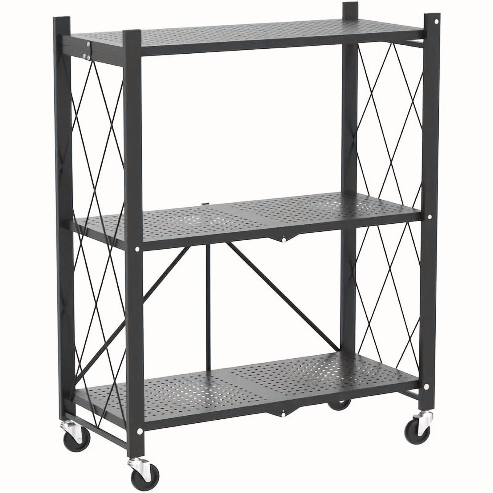 3-Tier Heavy Duty Folding Storage Rack with Wheels – 750LB Capacity ...