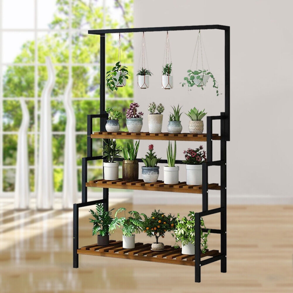 Indoor 3-Tier Heavy Duty Hanging Plant Stand for Bedroom, Metal Flower ...