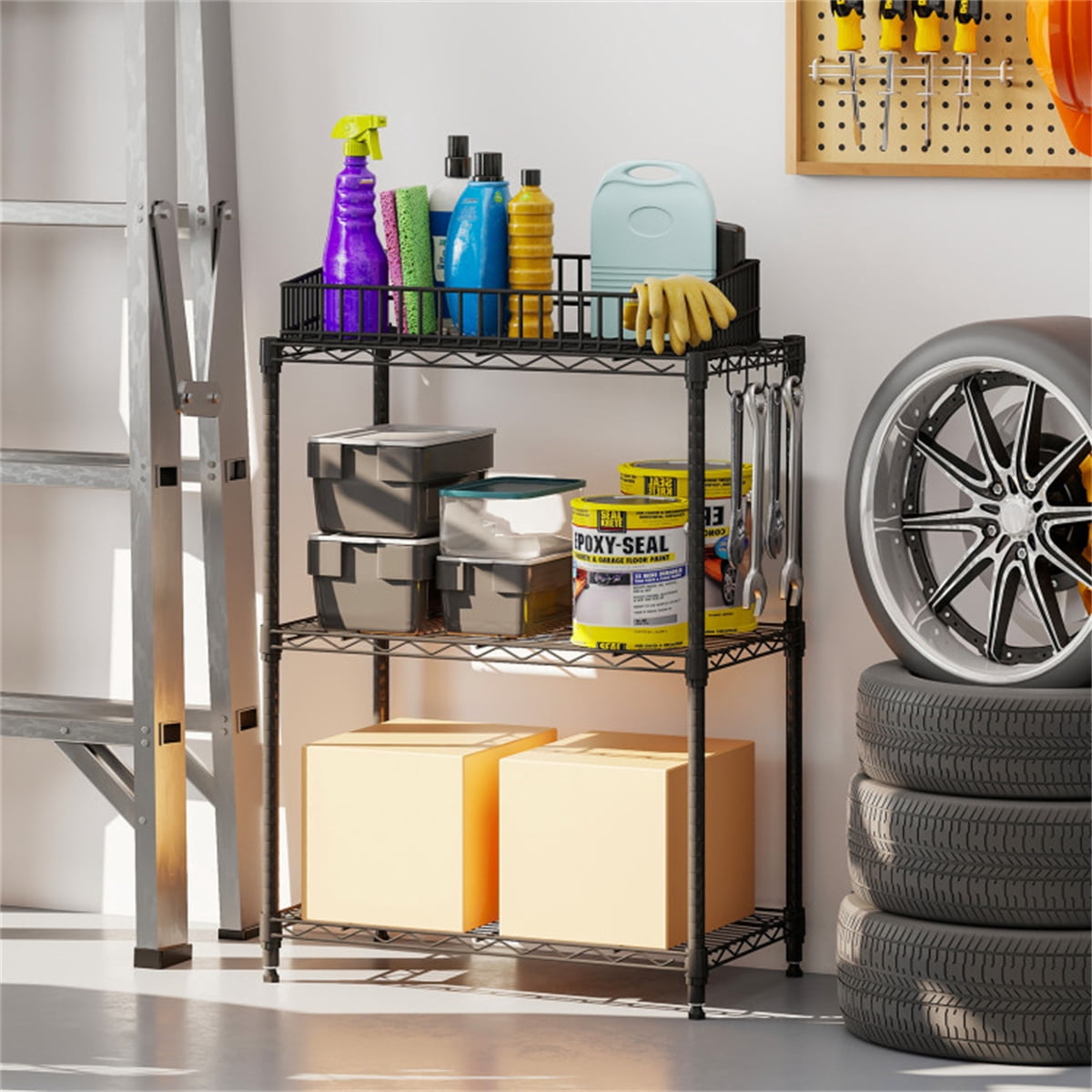 3-Tier Heavy-Duty Industrial Bookshelf – 150 LBS Per Shelf Anti-Falling ...