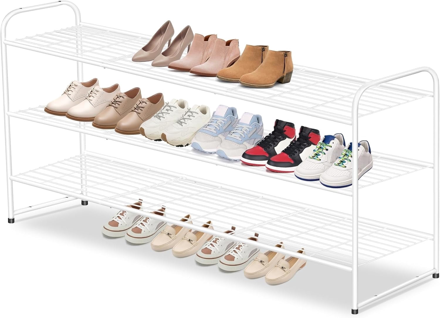 3-Tier Heavy Duty Metal Shoe Rack - Extra Wide Stackable Organizer ...