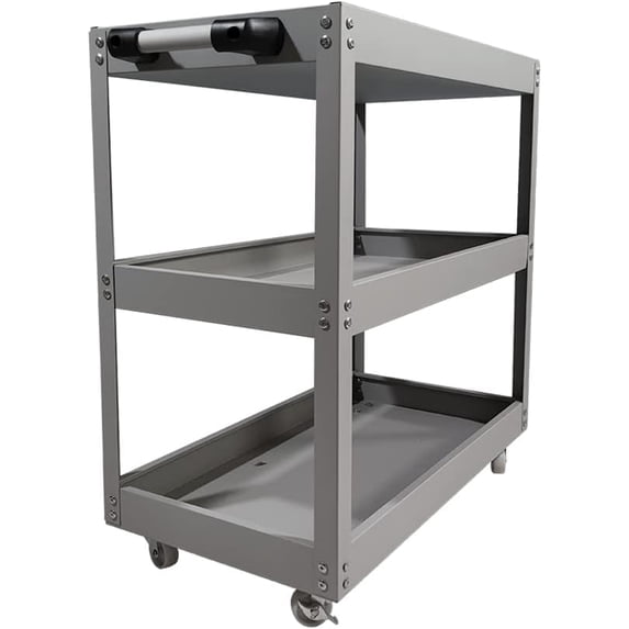 3 Tier Heavy Duty Metal Tool Cart with Wheels, Durable Tool Storage ...