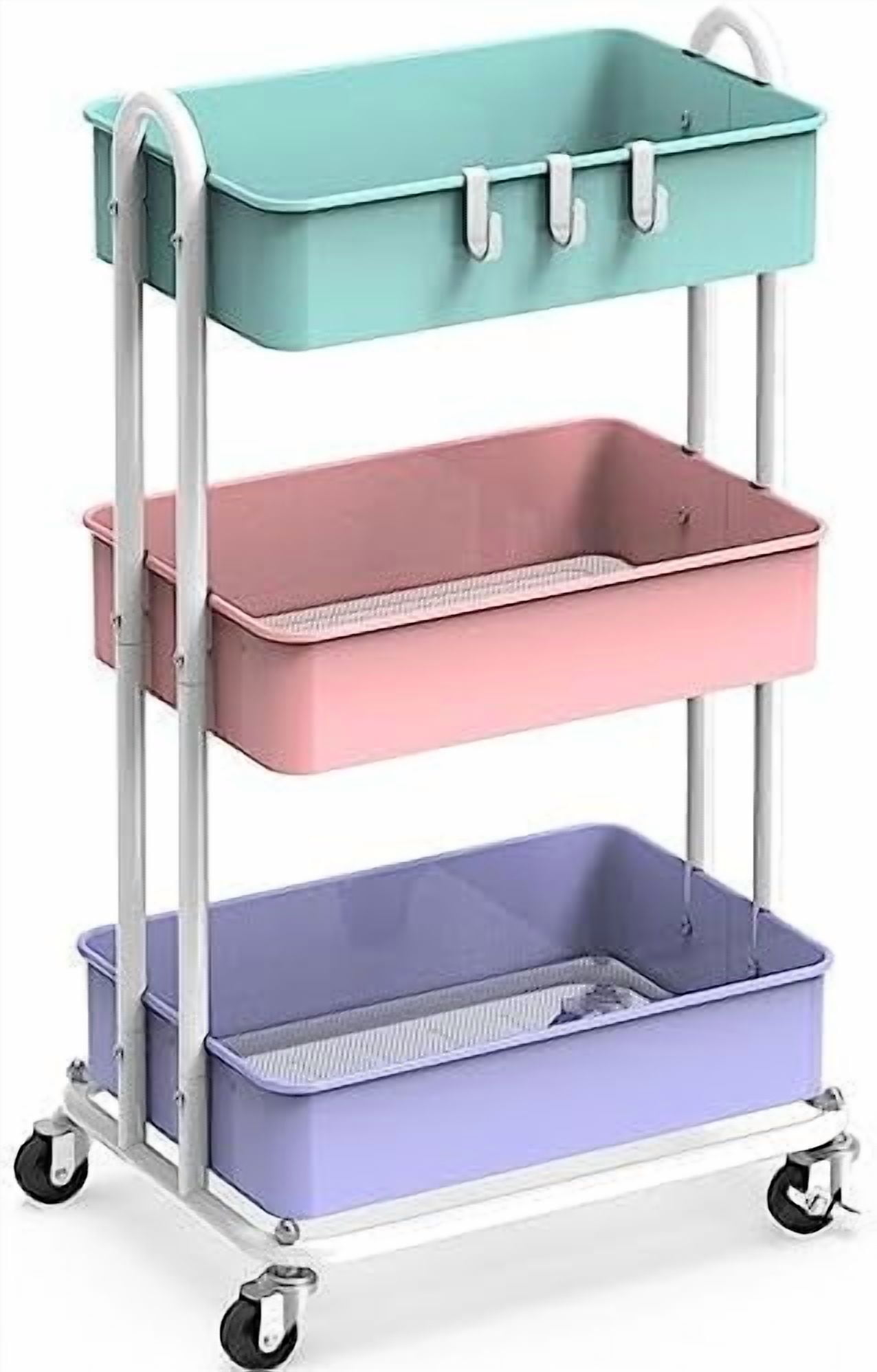 3-Tier Heavy Duty Metal Utility Rolling Cart, Multicolor - Walmart.com