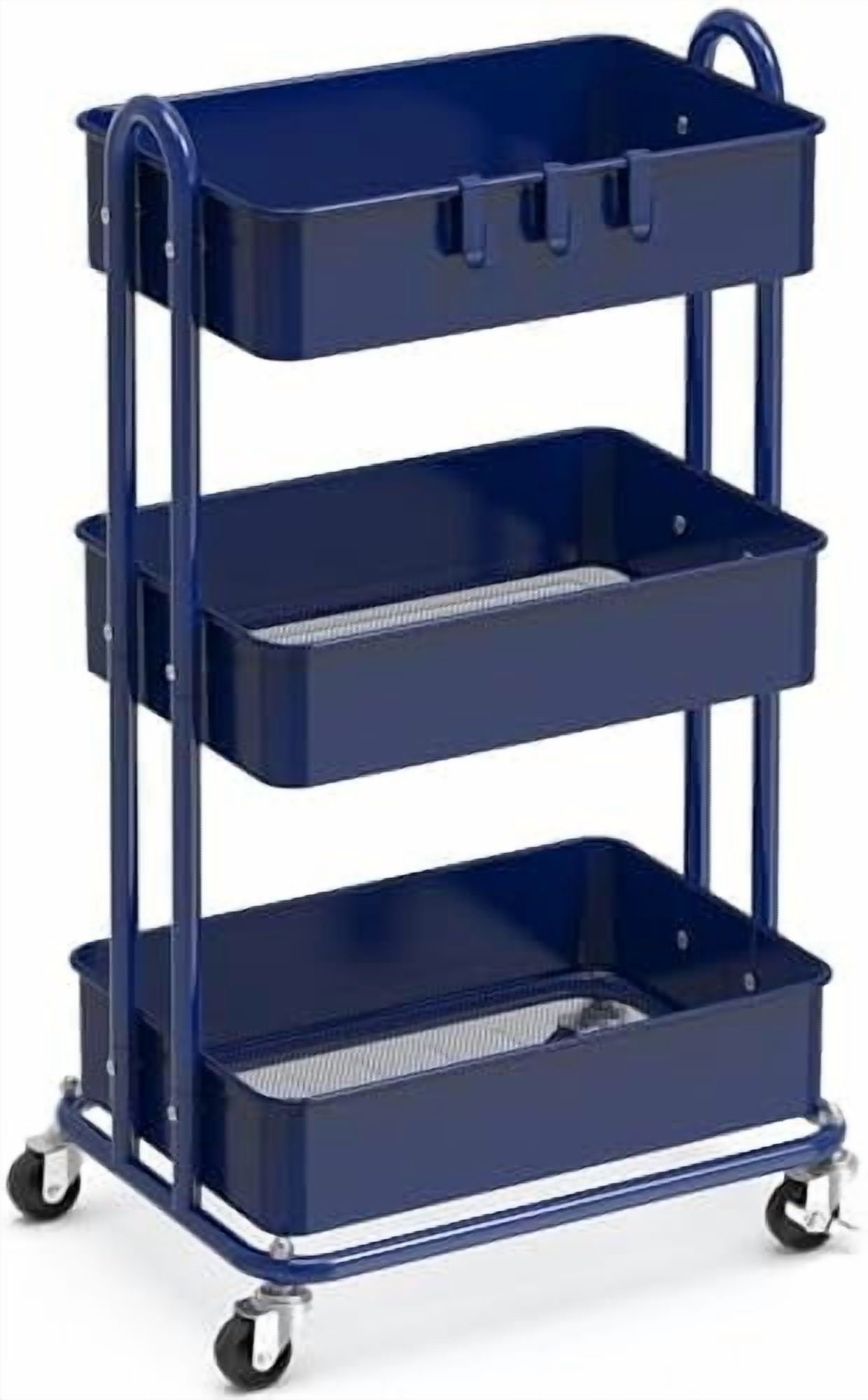 3-Tier Heavy Duty Metal Utility Rolling Cart, Navy - Walmart.com