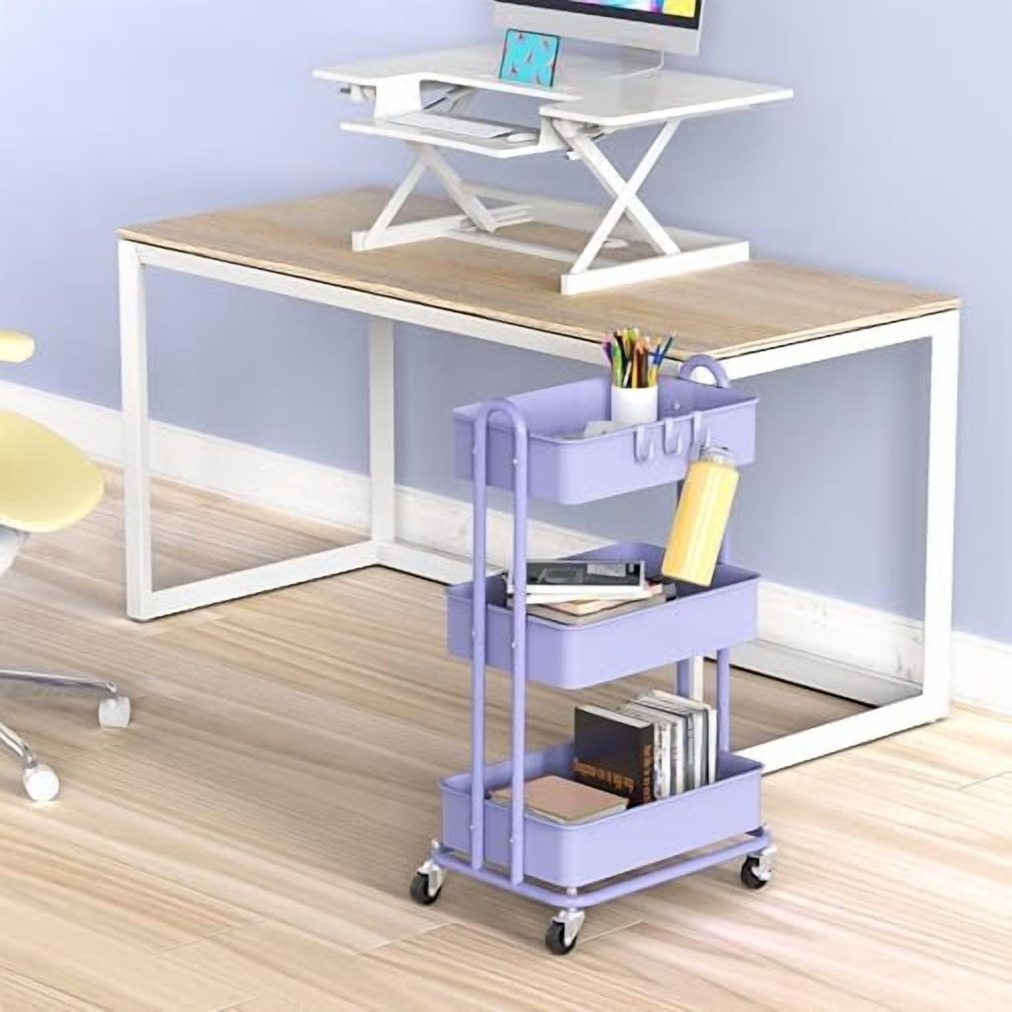 3-Tier Heavy Duty Metal Utility Rolling Cart, Purple - Walmart.com