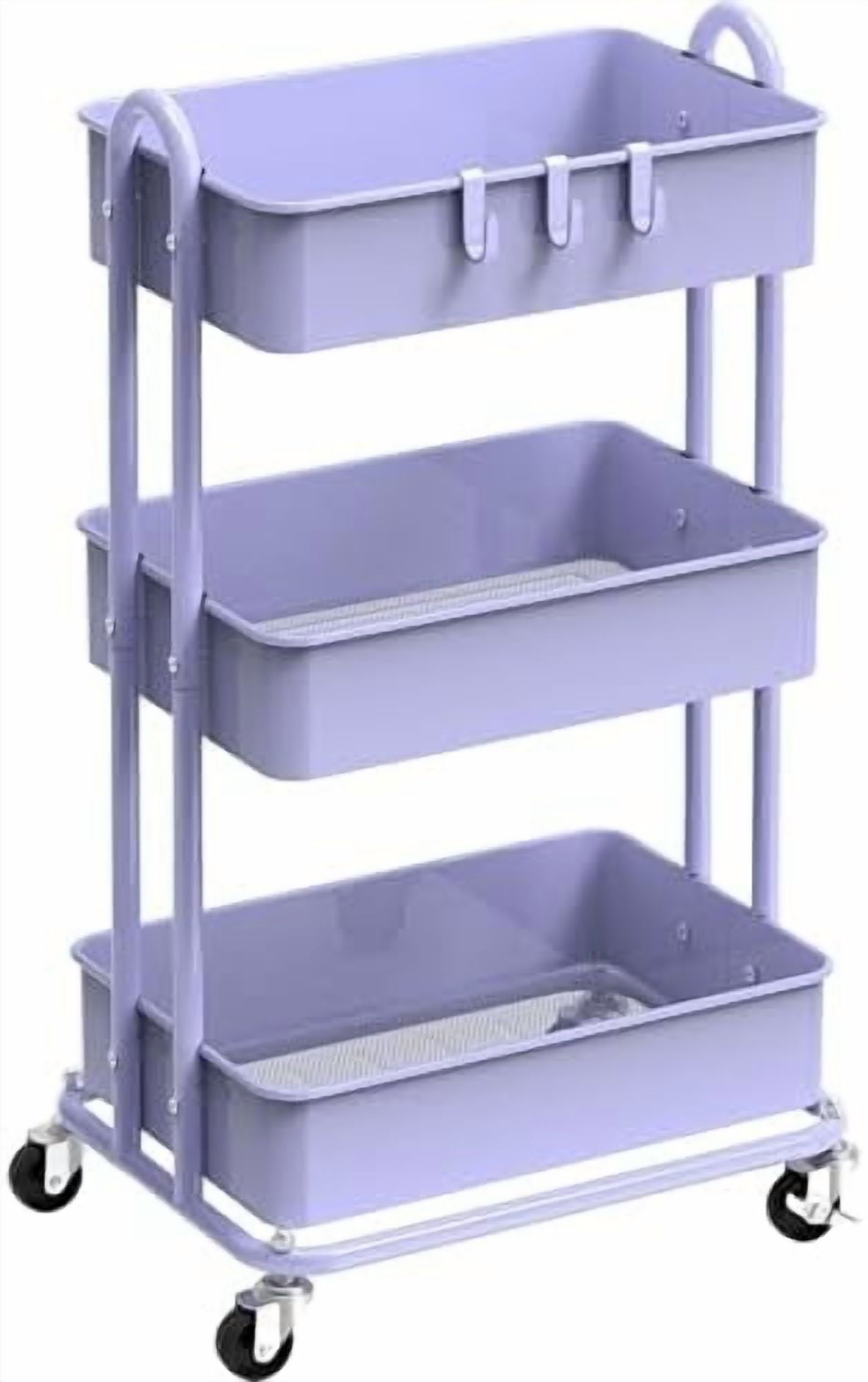 3-Tier Heavy Duty Metal Utility Rolling Cart, Purple - Walmart.com