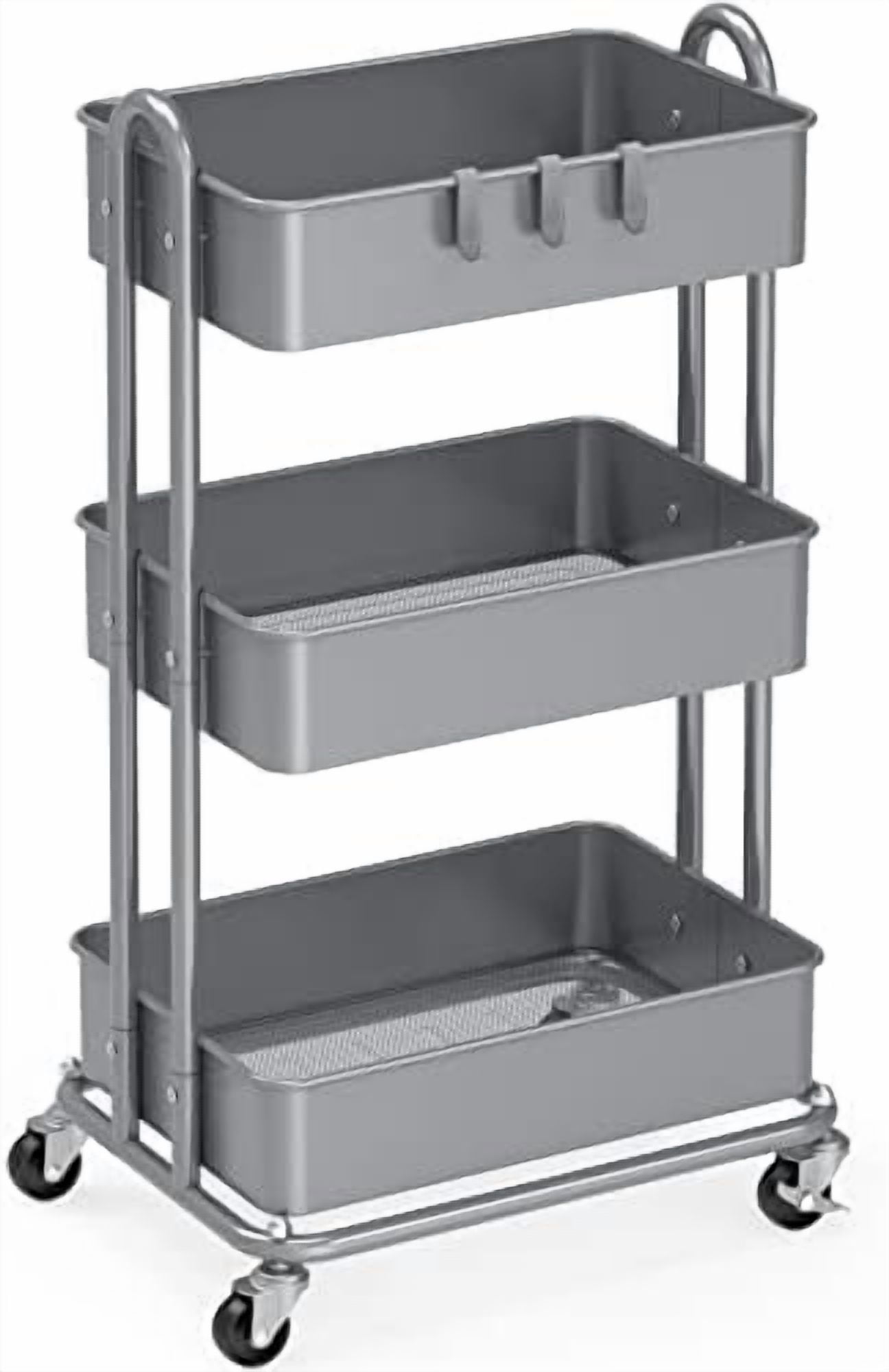 3-Tier Heavy Duty Metal Utility Rolling Cart, Red - Walmart.com