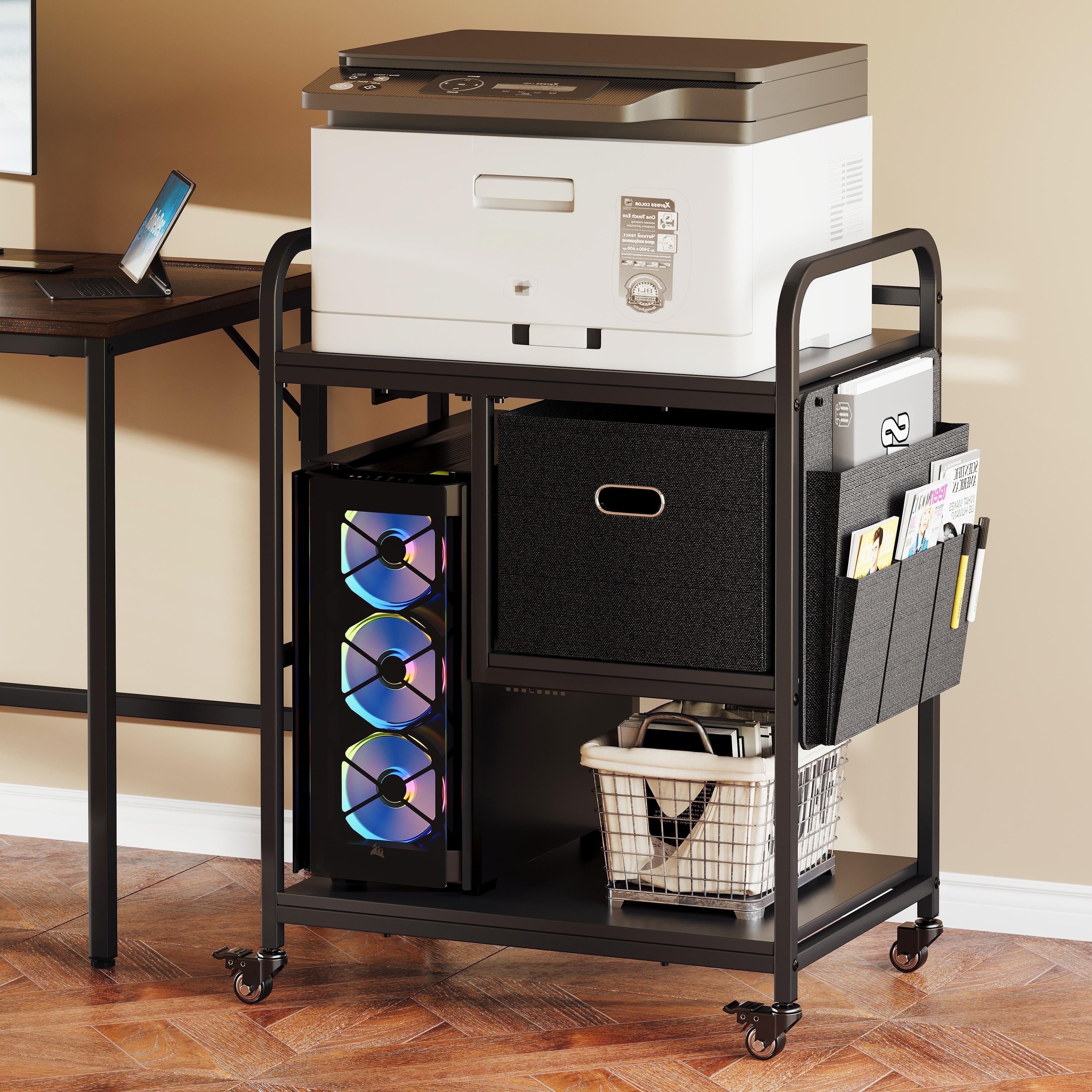 RoleDes 3 Tier Heavy Duty Printer Stand | Lockable Wheels, Storage ...