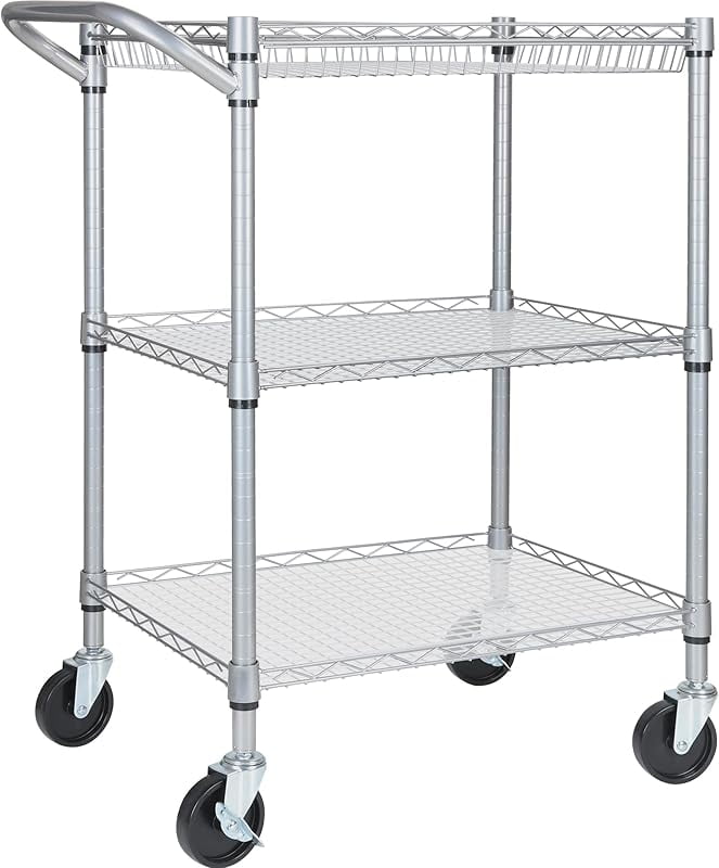 3 Tier Heavy Duty Rolling Utility Cart, Rolling Carts with Wheels ...