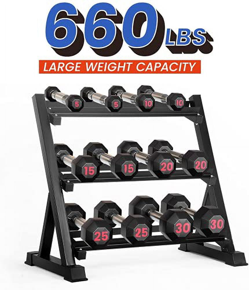 3 Tier Heavy Duty Steel Dumbbell Rack Adjustable Width Weight Rack ...