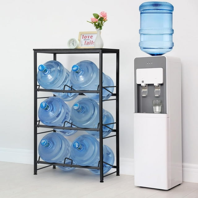 3-Tier Heavy Duty Water Jug Rack – 5-Gallon Water Bottle Storage Shelf ...